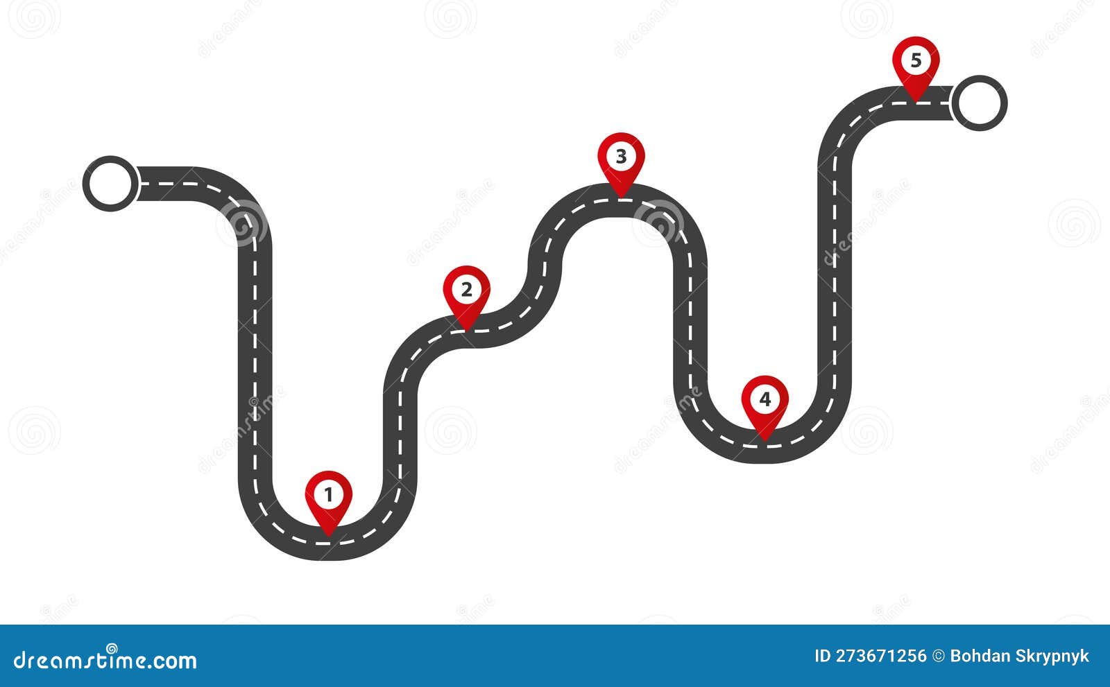 Curving Road Map with Web Marks Stock Vector - Illustration of ...
