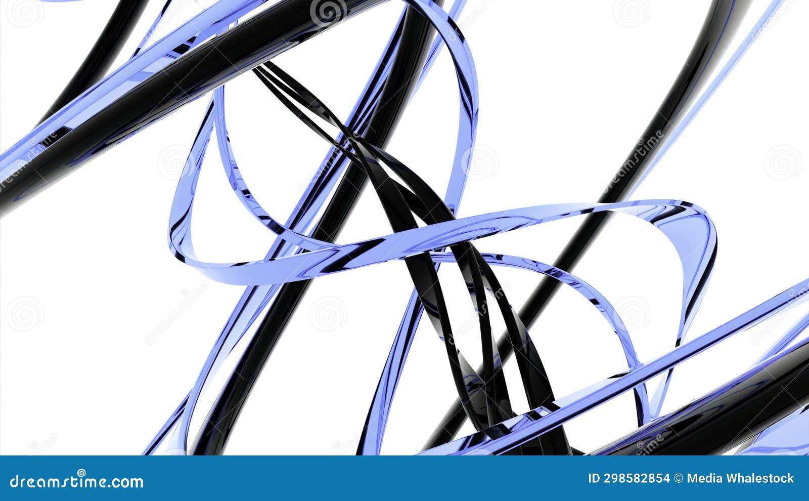 Curving Tangled Strings on a White Background. Design. Spiral 3D Moving ...