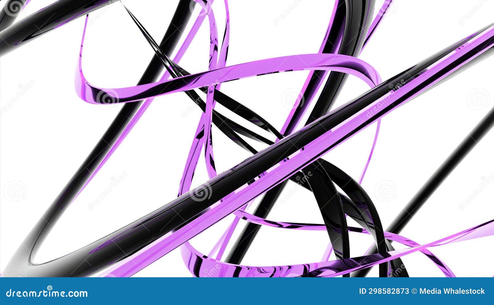 Curving Tangled Strings on a White Background. Design. Spiral 3D Moving ...