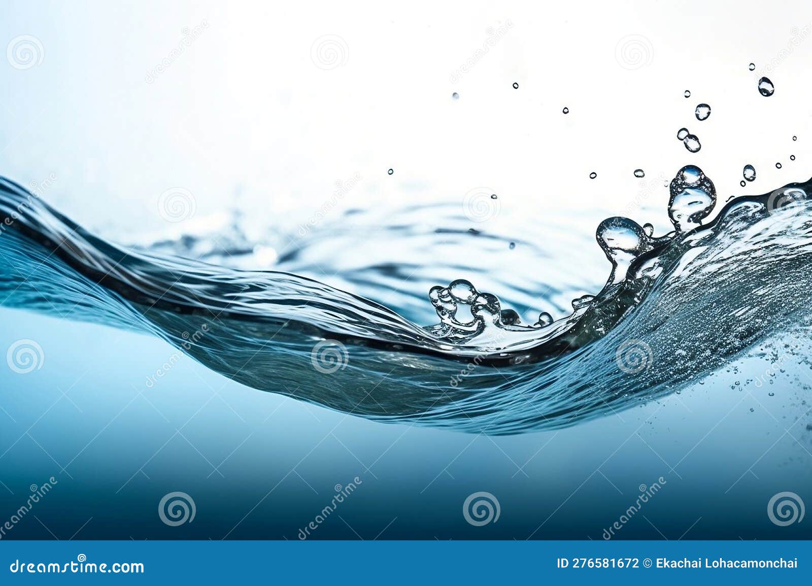Curving Water Wave on a Blue Background. Created with Generative AI ...