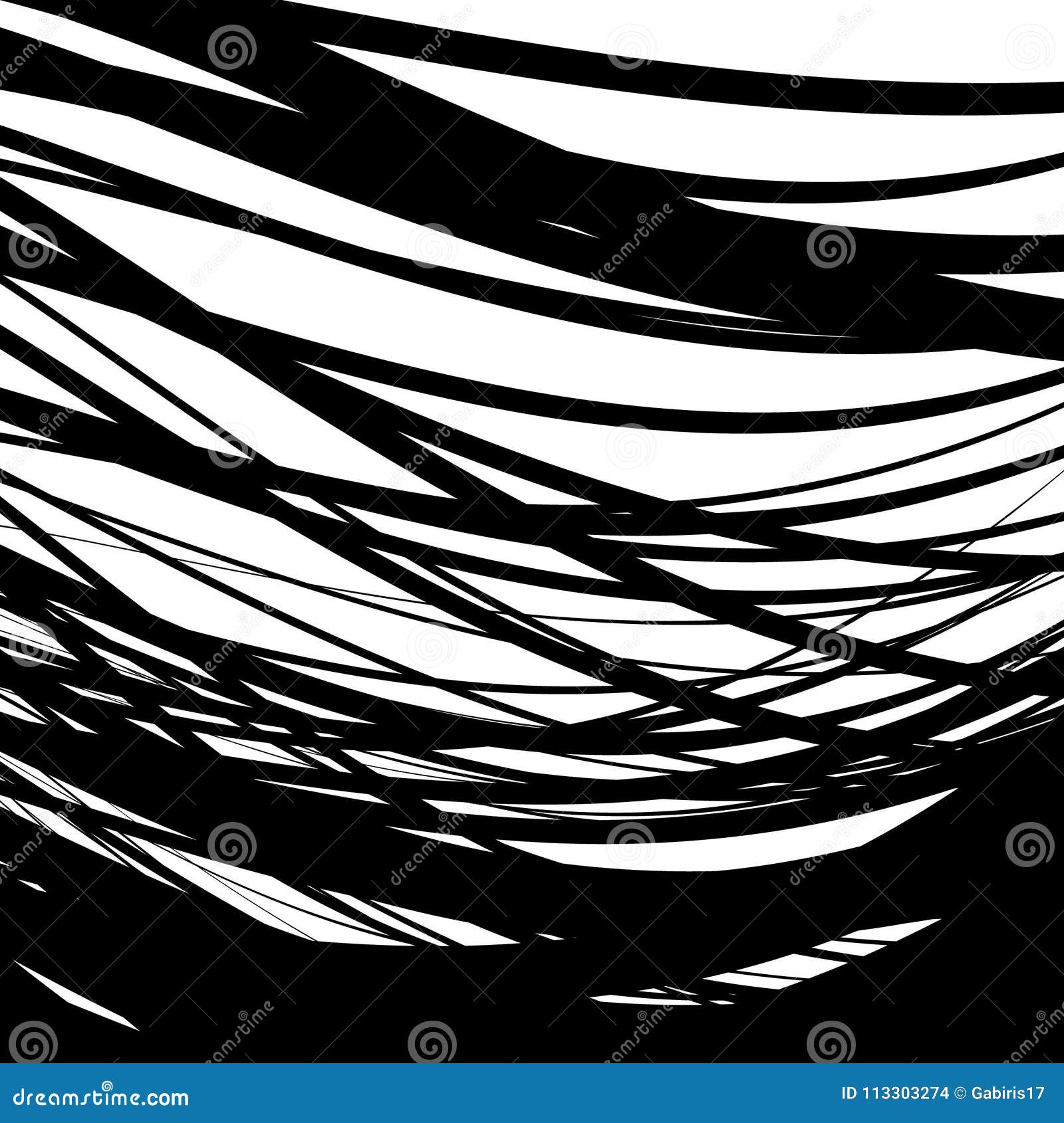 Wavy Lines Intertwined, Multiplied, Twisting, in Black Color Stock ...