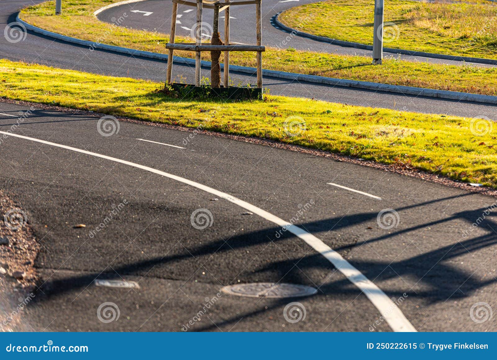 Curvy Bike Path. Laid Between The Trees In The Park. Drone Photography ...