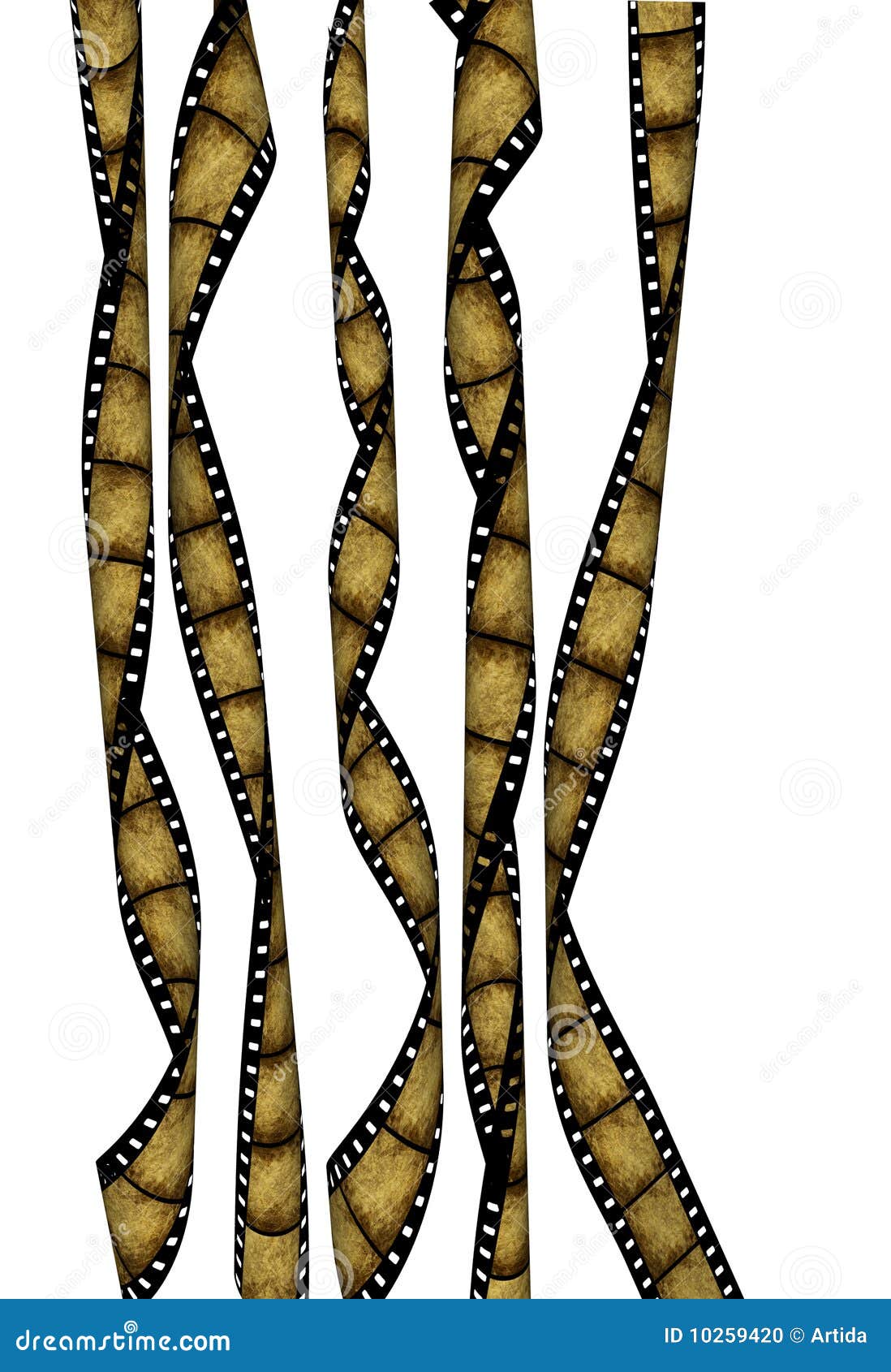 Curvy Film Strips with Vintage Grunge Texture Stock Illustration ...