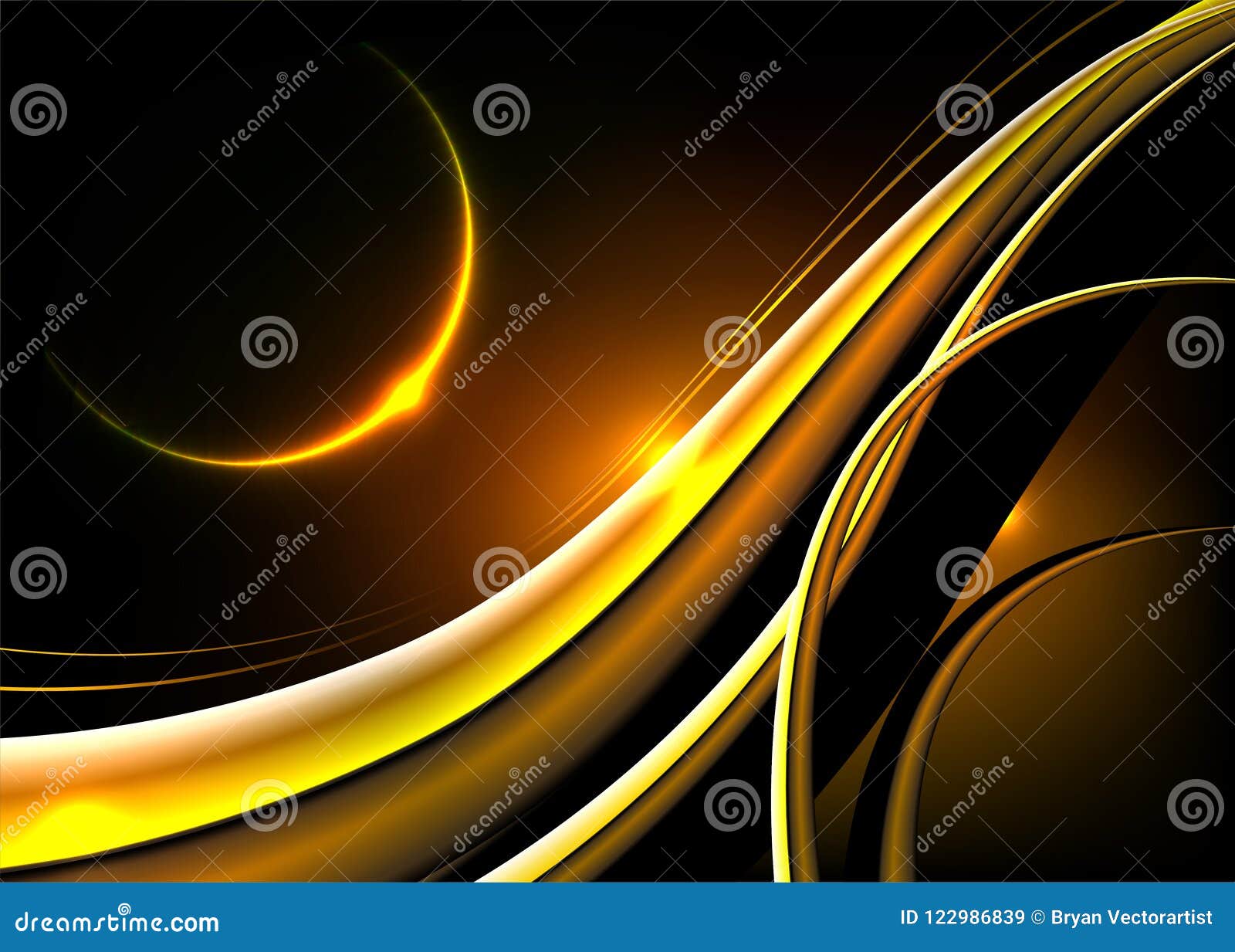 Curvy Gold with Solar Eclipse in Vector Art Stock Illustration ...