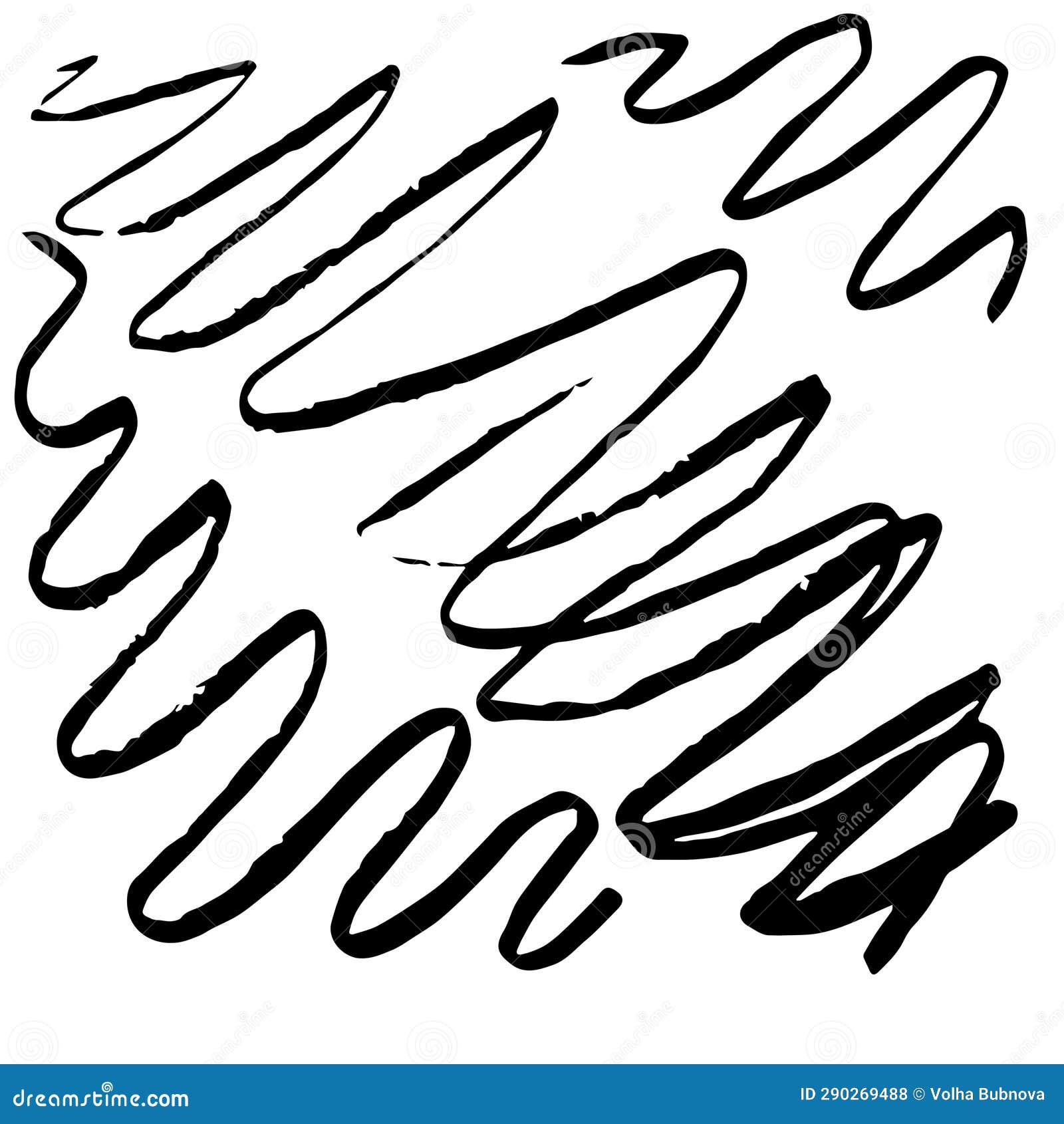 Curvy Lines Drawn by Hand. Monochrome Abstract Background Stock ...