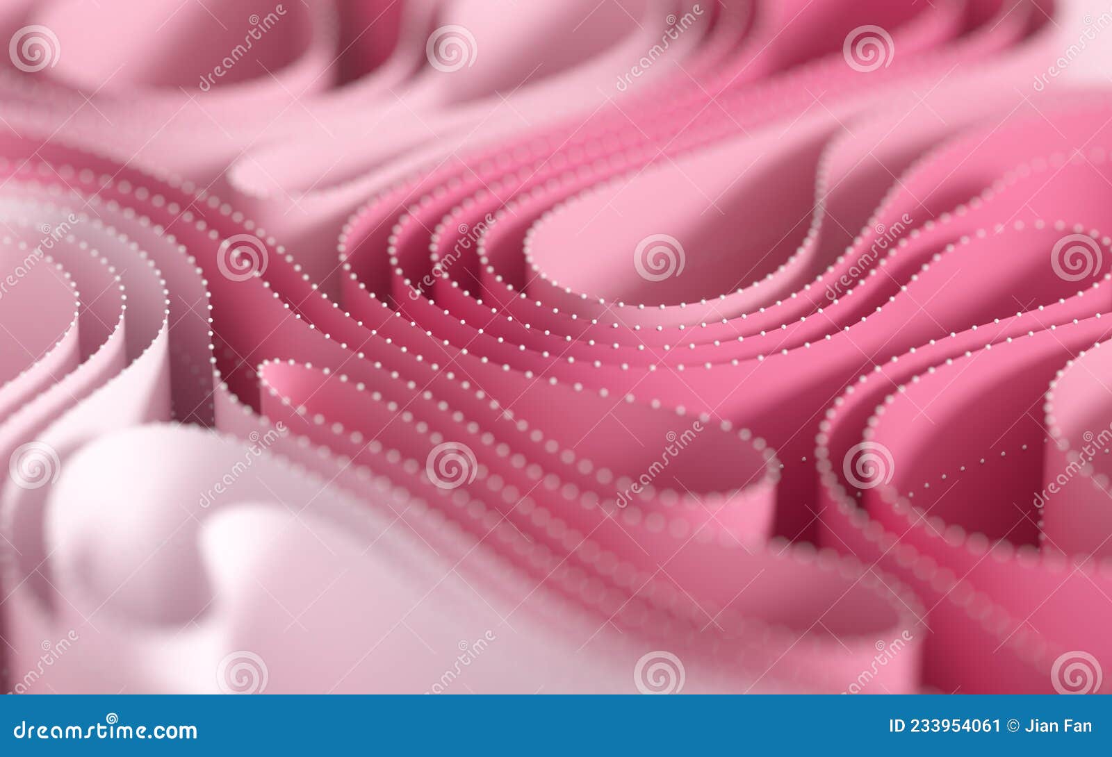 Curvy Paper with Pink Background, 3d Rendering Stock Illustration ...