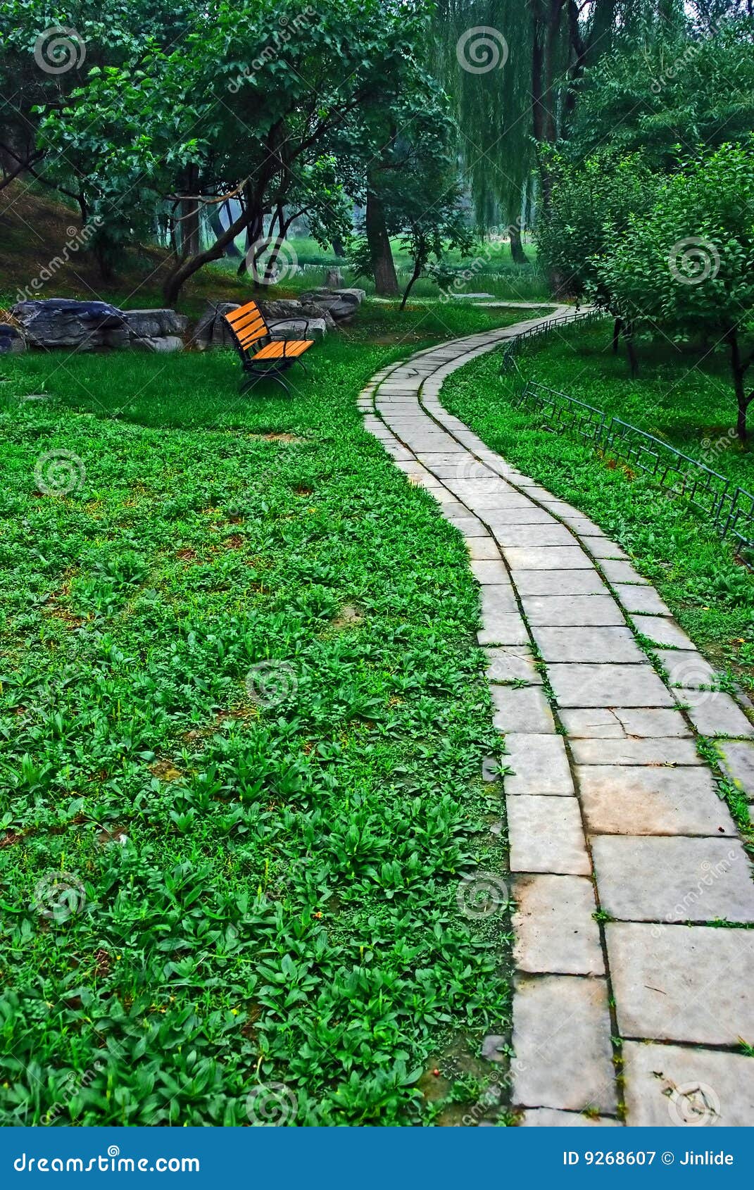 A curvy path in a park stock image. Image of walkway, willow - 9268607
