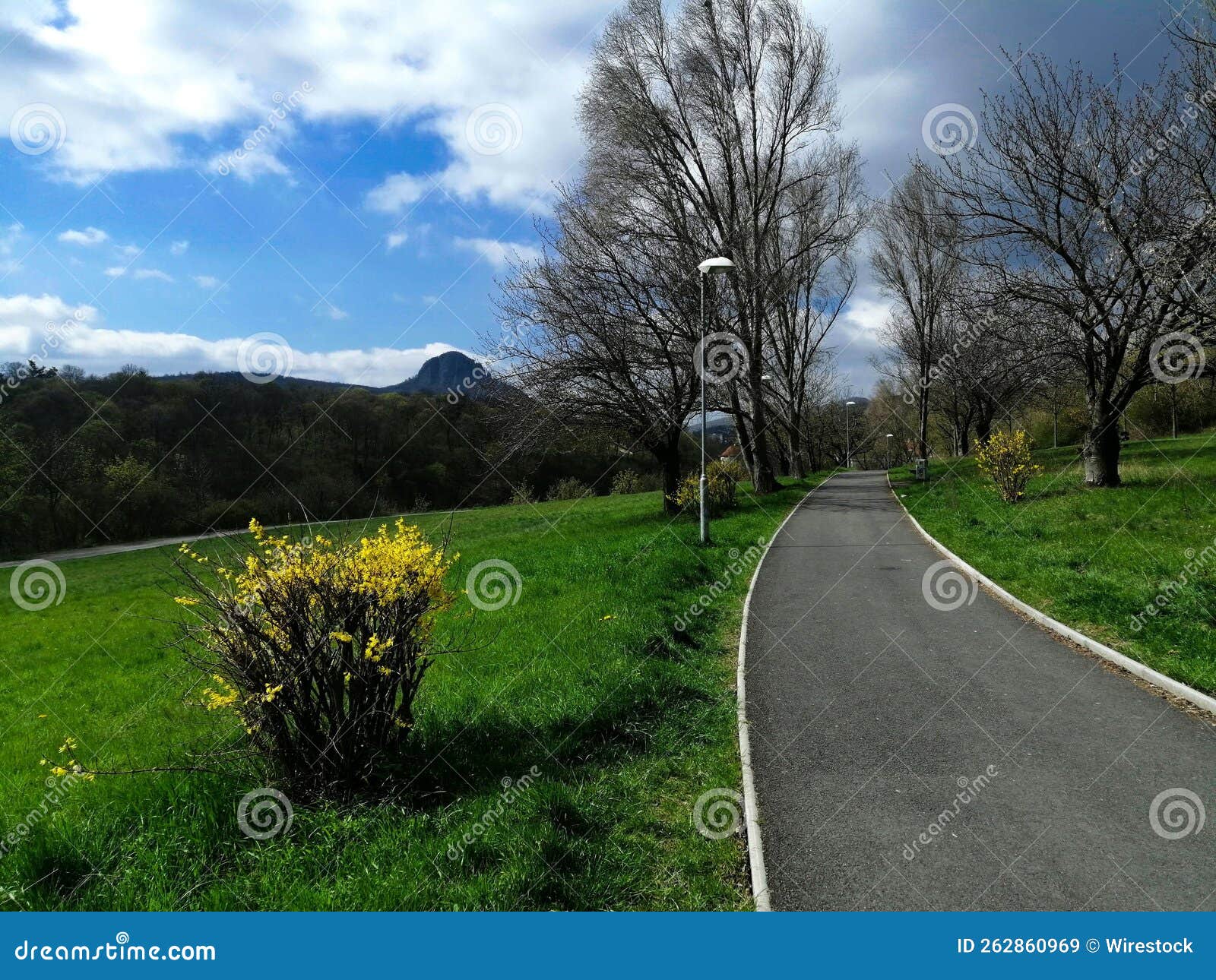 Curvy Pathway through the Green Fields and Mountains Stock Image ...