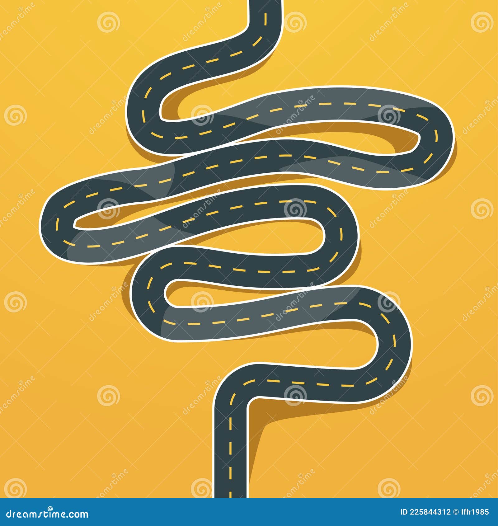 Curvy Road View from Top on Yellow Stock Vector - Illustration of ...