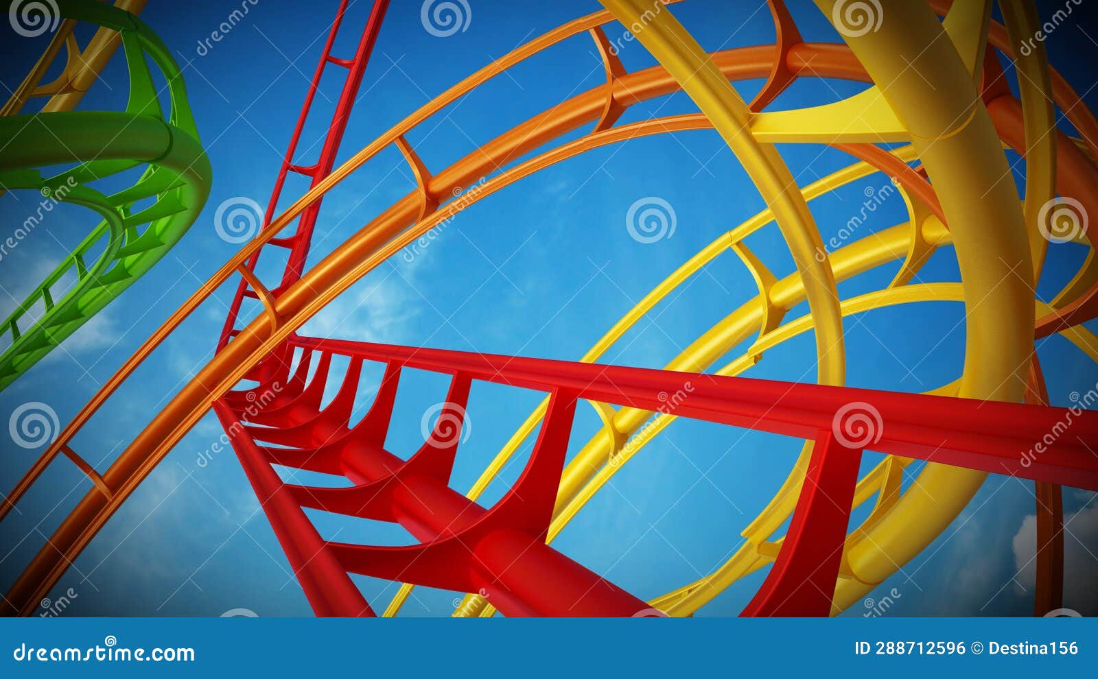 Curvy Roller Coaster Rails In The Sky. 3D Illustration Royalty-Free ...