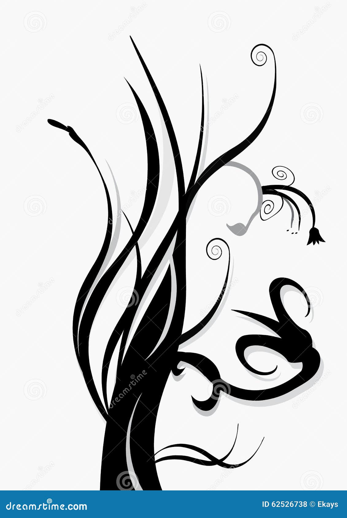 Curvy tree and branches stock vector. Illustration of white - 62526738