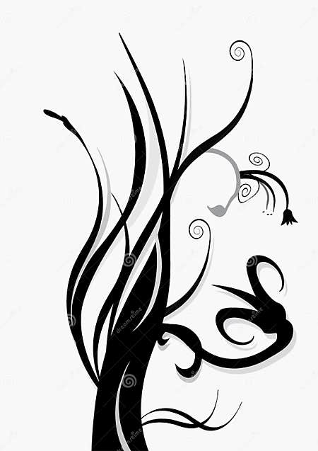 Curvy tree and branches stock vector. Illustration of white - 62526738