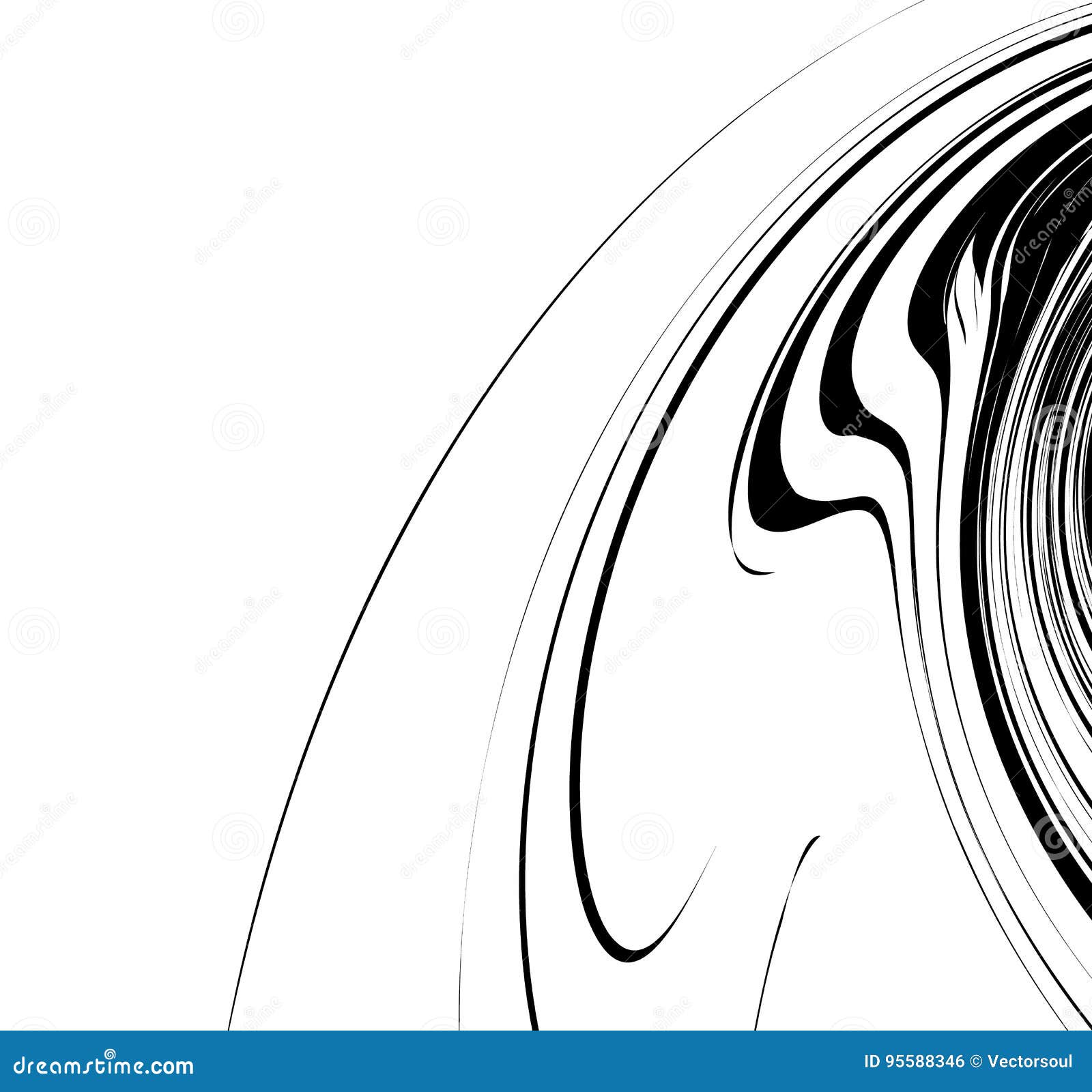 Curvy, Waving Lines Abstract Geometry Element. Monochrome Distorted ...