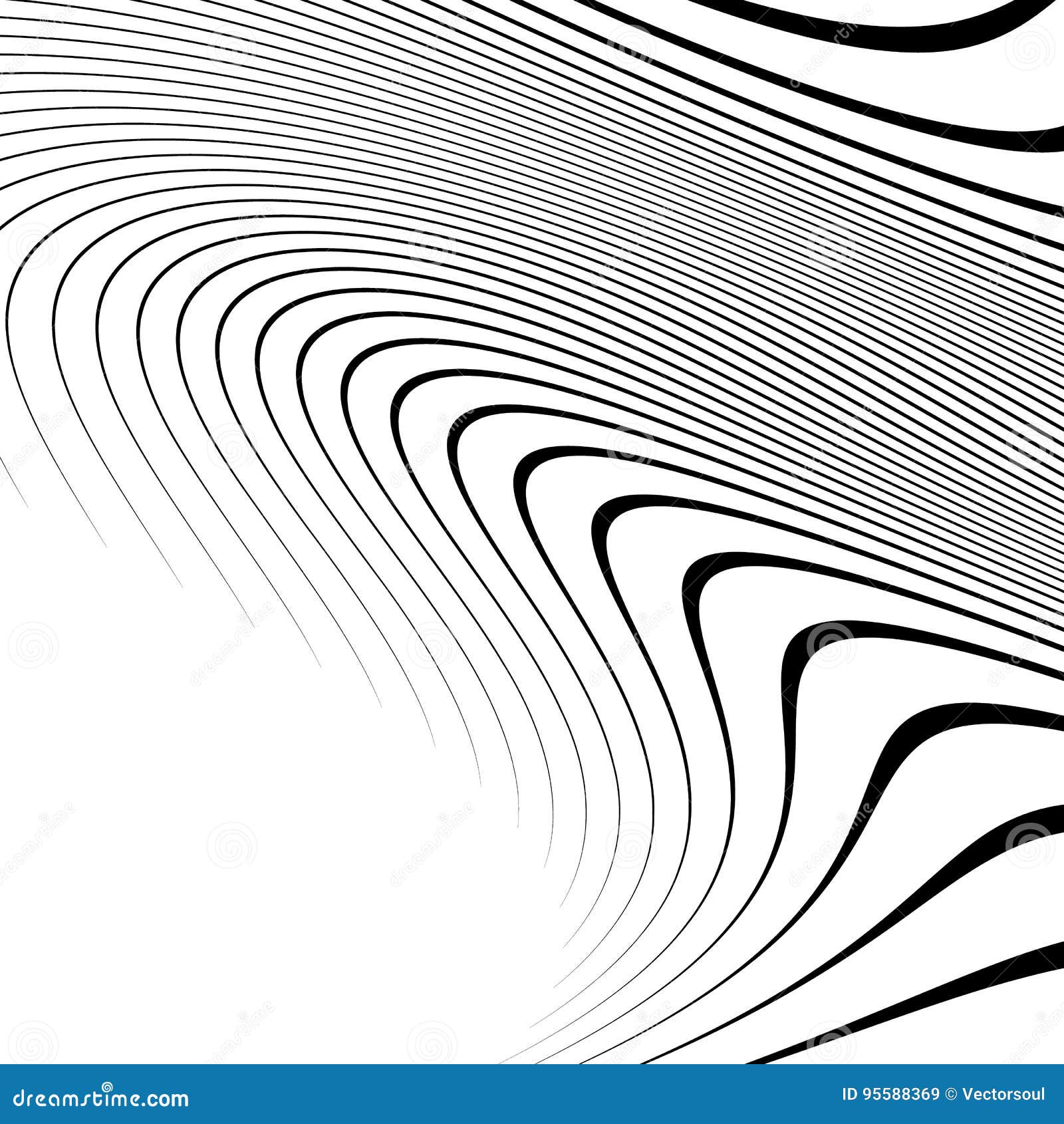 Curvy Waving Lines Abstract Geometry Element Monochrome Distorted