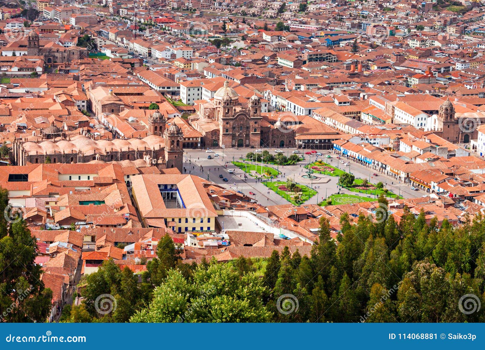 Cusco aerial view stock image. Image of religion, plaza - 114068881