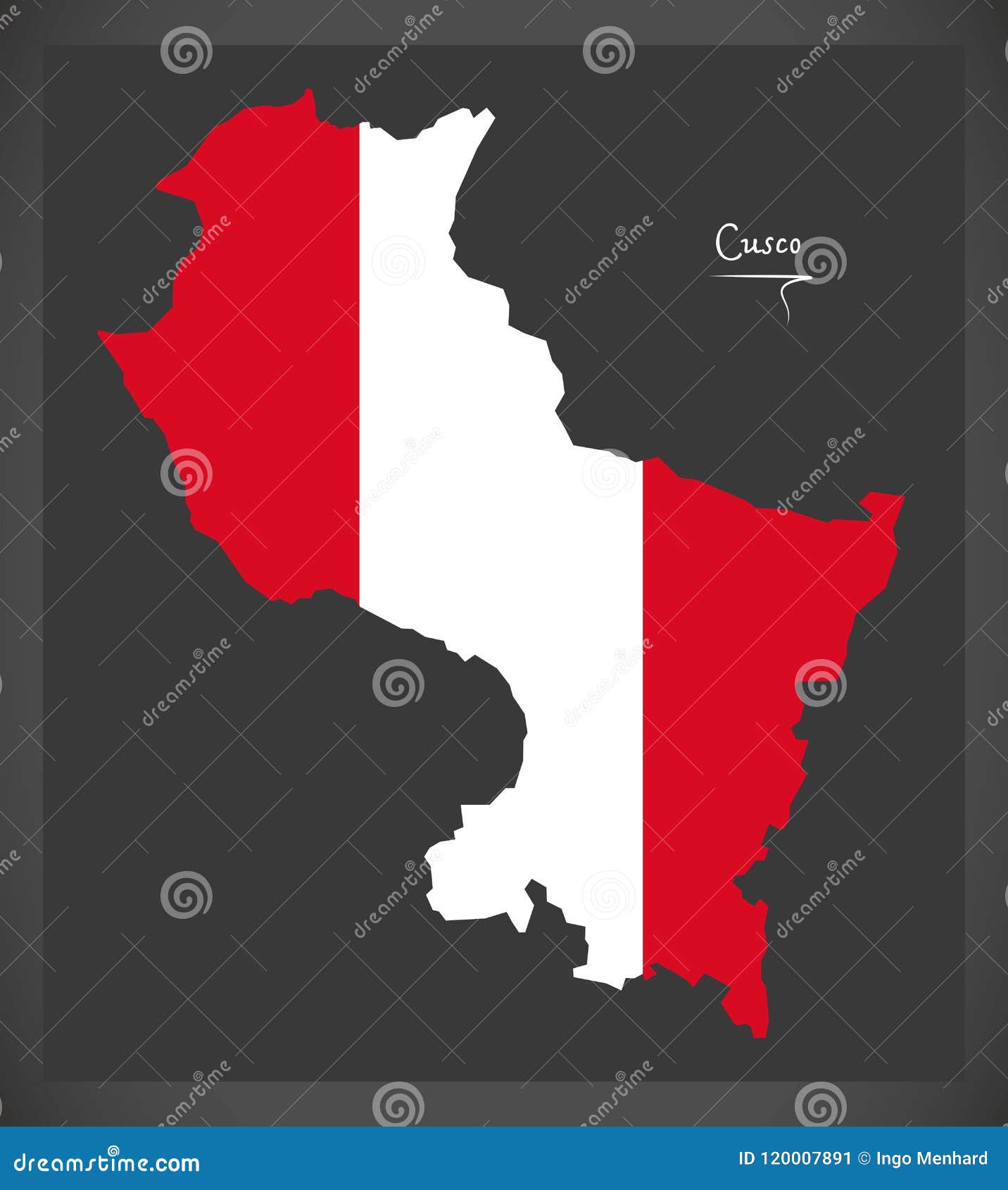 Cusco Map with Peruvian National Flag Illustration Stock Vector ...