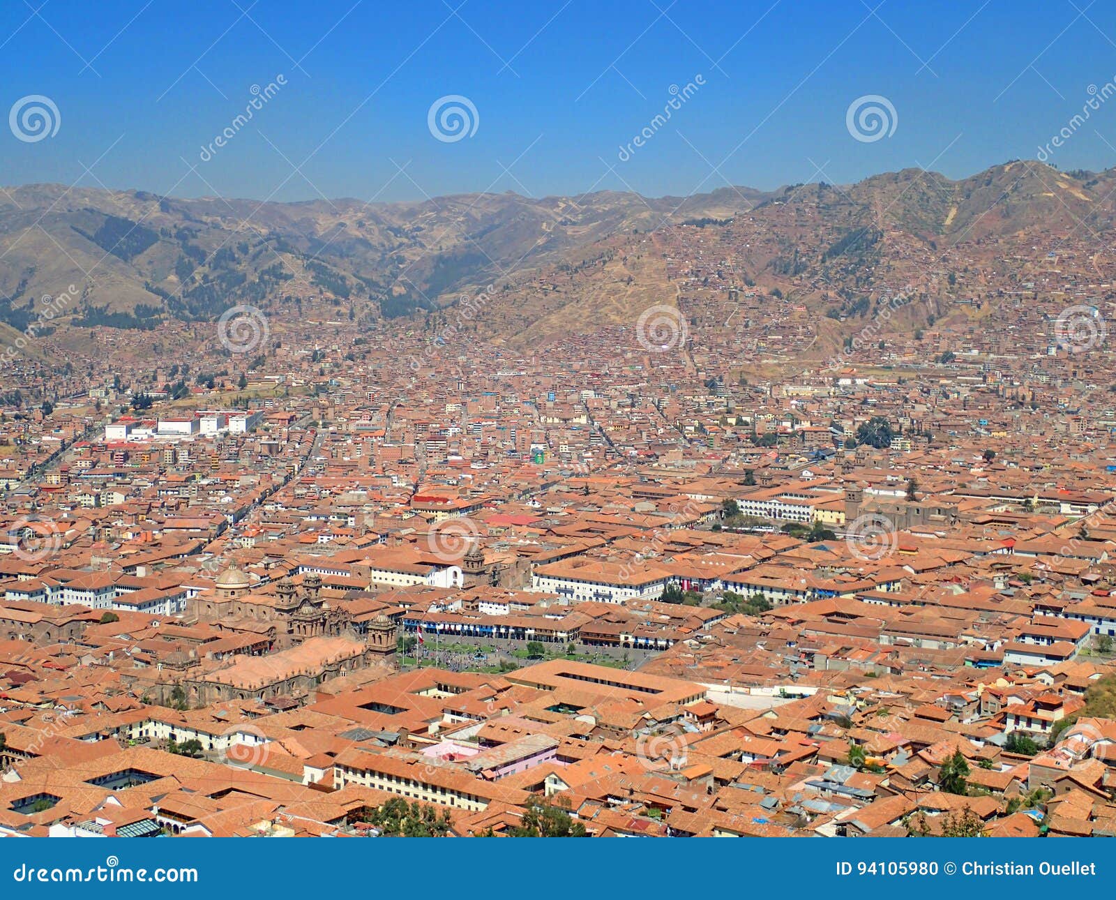 Aerial view of Cusco, Peru stock photo. Image of town - 94105980