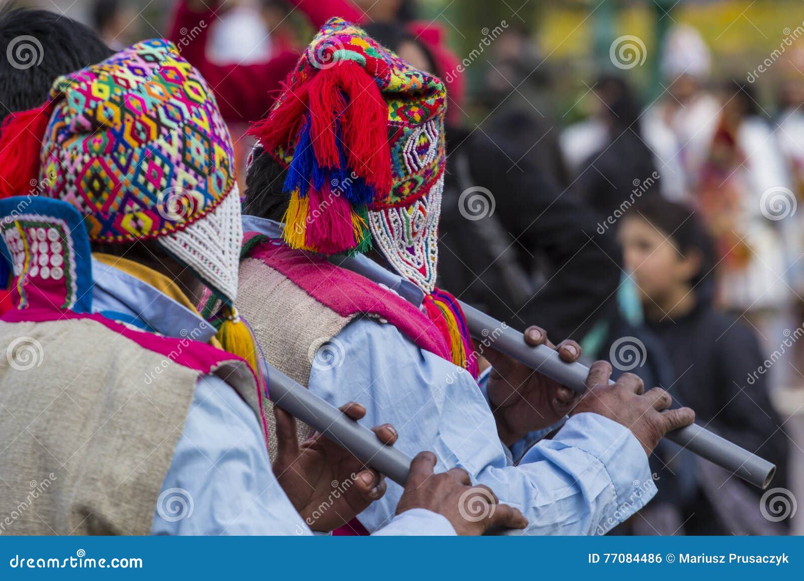 CUSCO - PERU - JUNE 06, 2016 Unknown Musicians of a Brass Band O ...