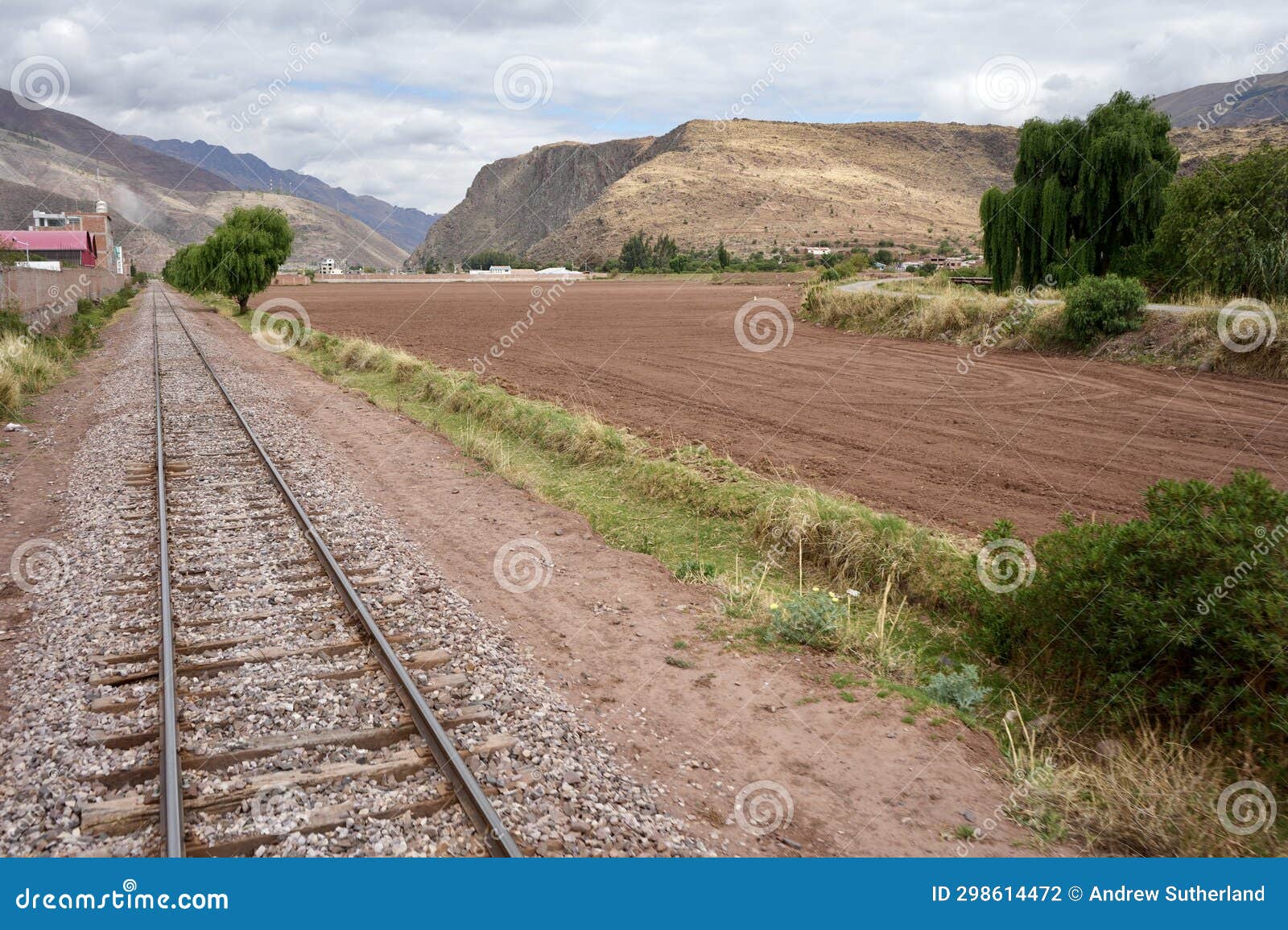 Rail Tracks with Mountains in the Background. Cusco, Peru, October 8 ...