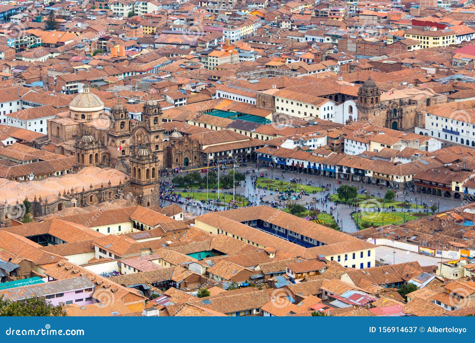 Cusco from the Statue of White Jesus Christ Cristo Blanco, Peru Stock ...