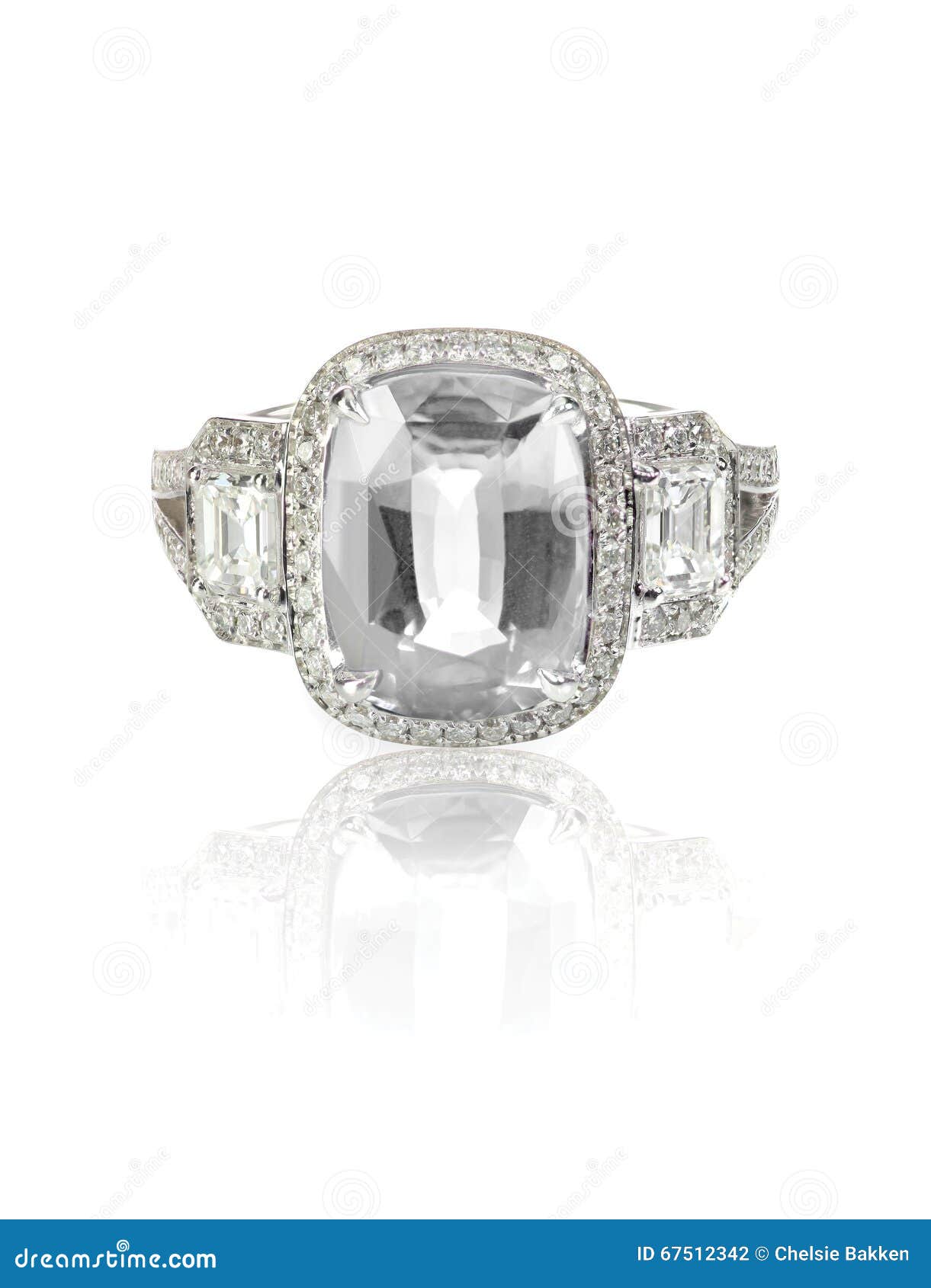 Cushion Cut Diamond Gemstone Ring Stock Photo - Image of love, engaged ...