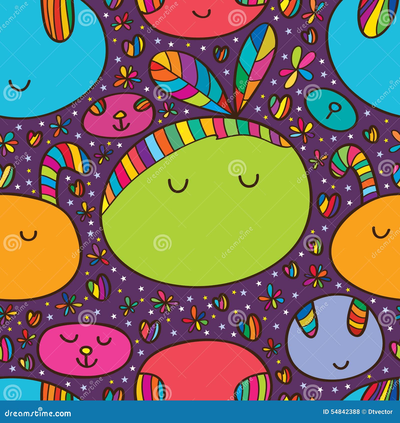 Cushion Cute Seamless Pattern Stock Vector - Illustration of cheerful ...