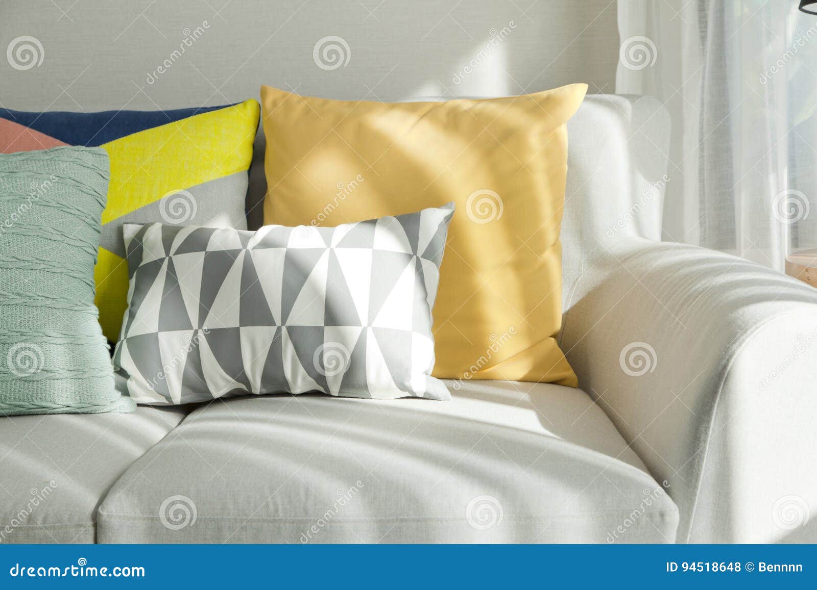 Cushion on Sofa in Livingroom Stock Photo - Image of functional ...