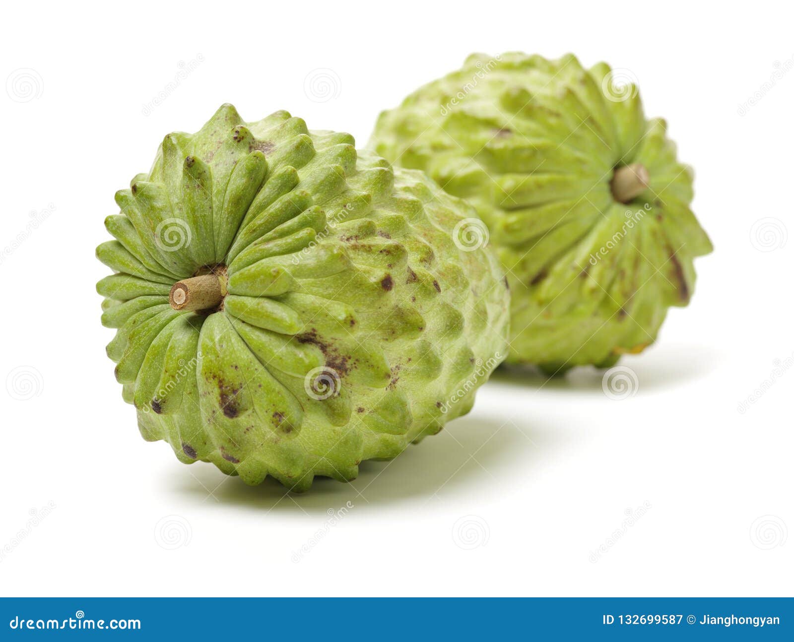 Custard Apple Fruit With Leaves Isolated On White Background Stock ...