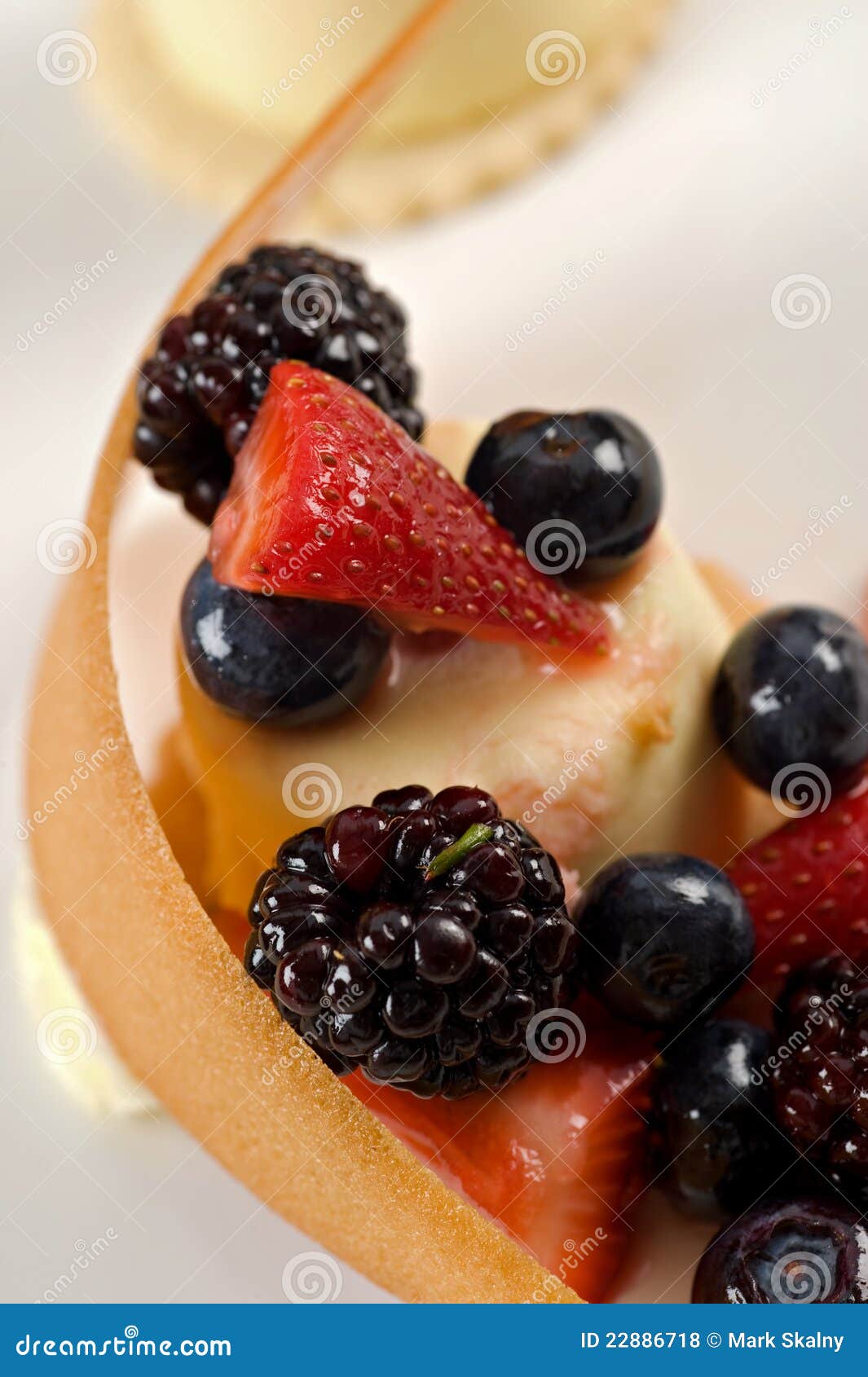Custard Dessert with Fresh Fruit Stock Photo - Image of flan ...