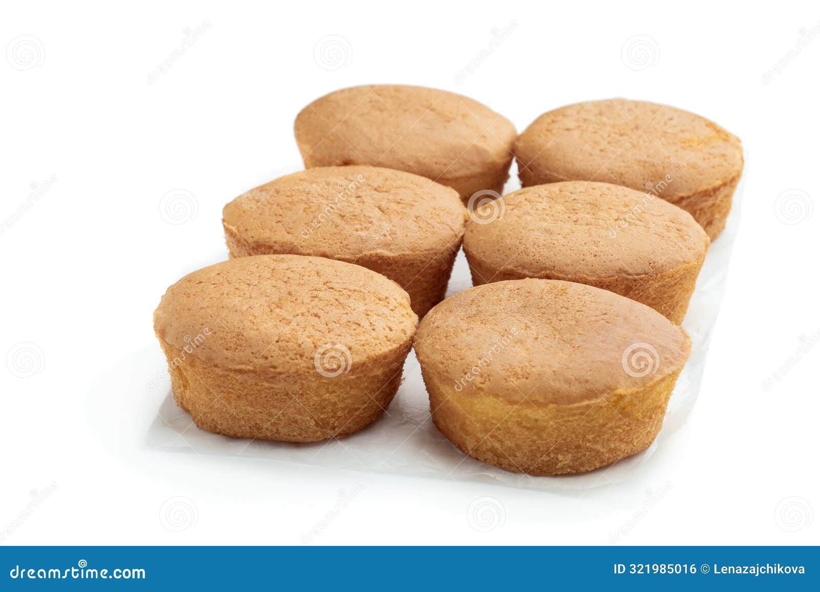 Custard Filled Mini Cakes Isolated on White Stock Photo - Image of leaf ...