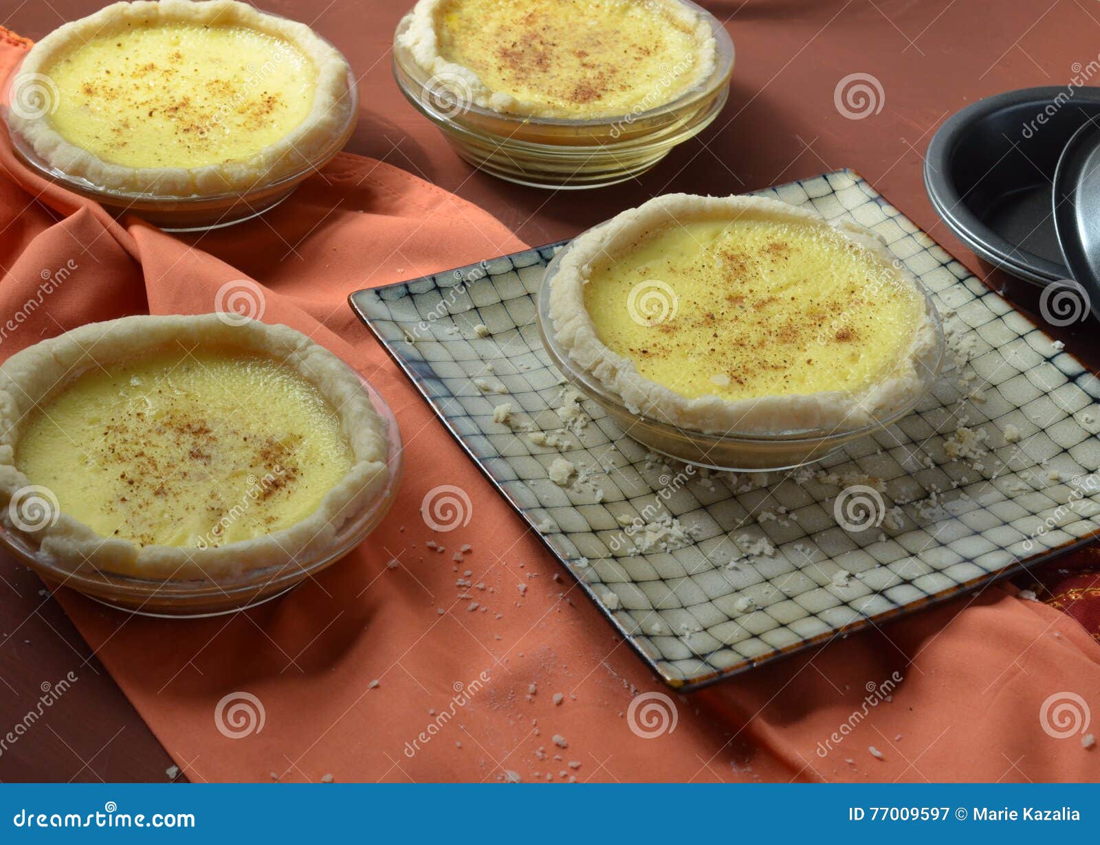 Custard Mini Pies Sprinkled with Nutmeg Stock Image - Image of grape ...