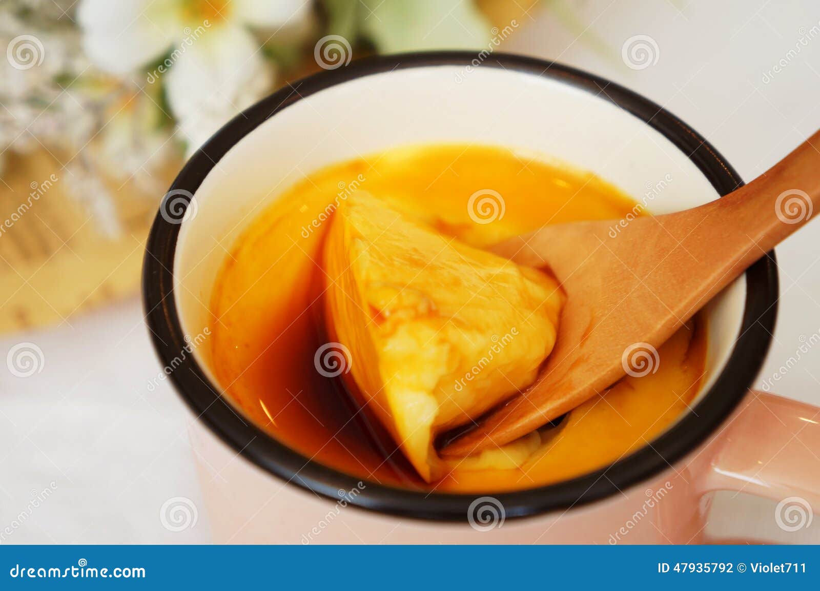 Custard Pudding (flan) in a Cup Stock Photo - Image of delicious ...
