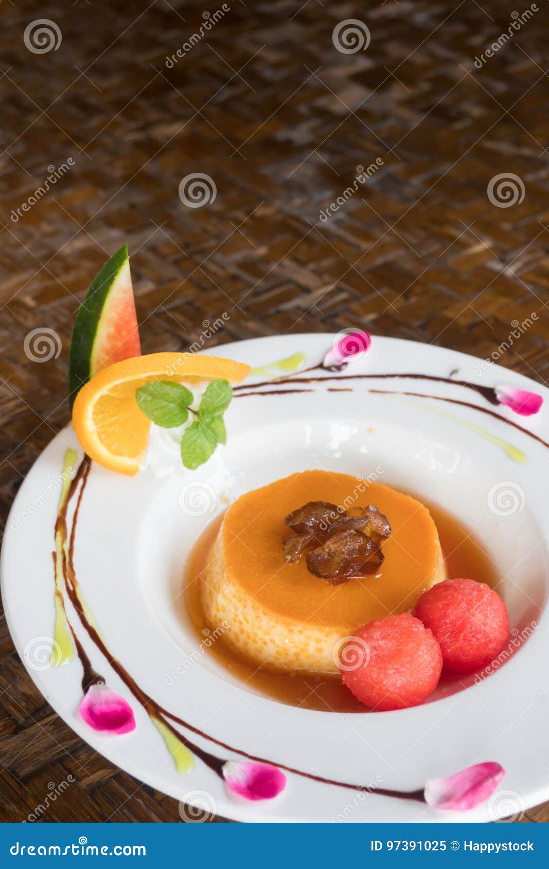 Custard Pudding Plates Decorated Beautifully Stock Image - Image of ...