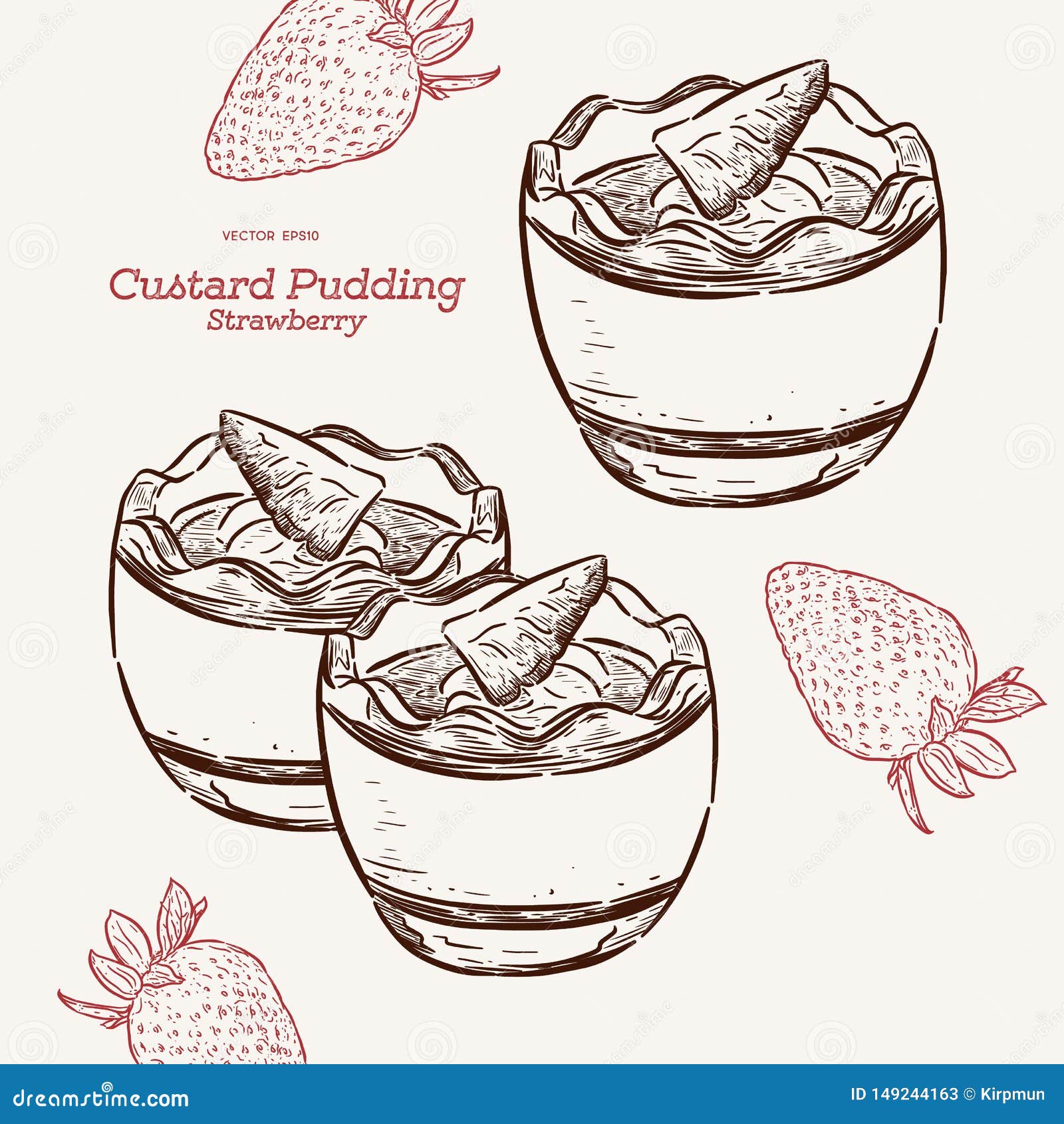 Custard Pudding, Sweets And Dessert Outline Icon Cartoon Vector ...
