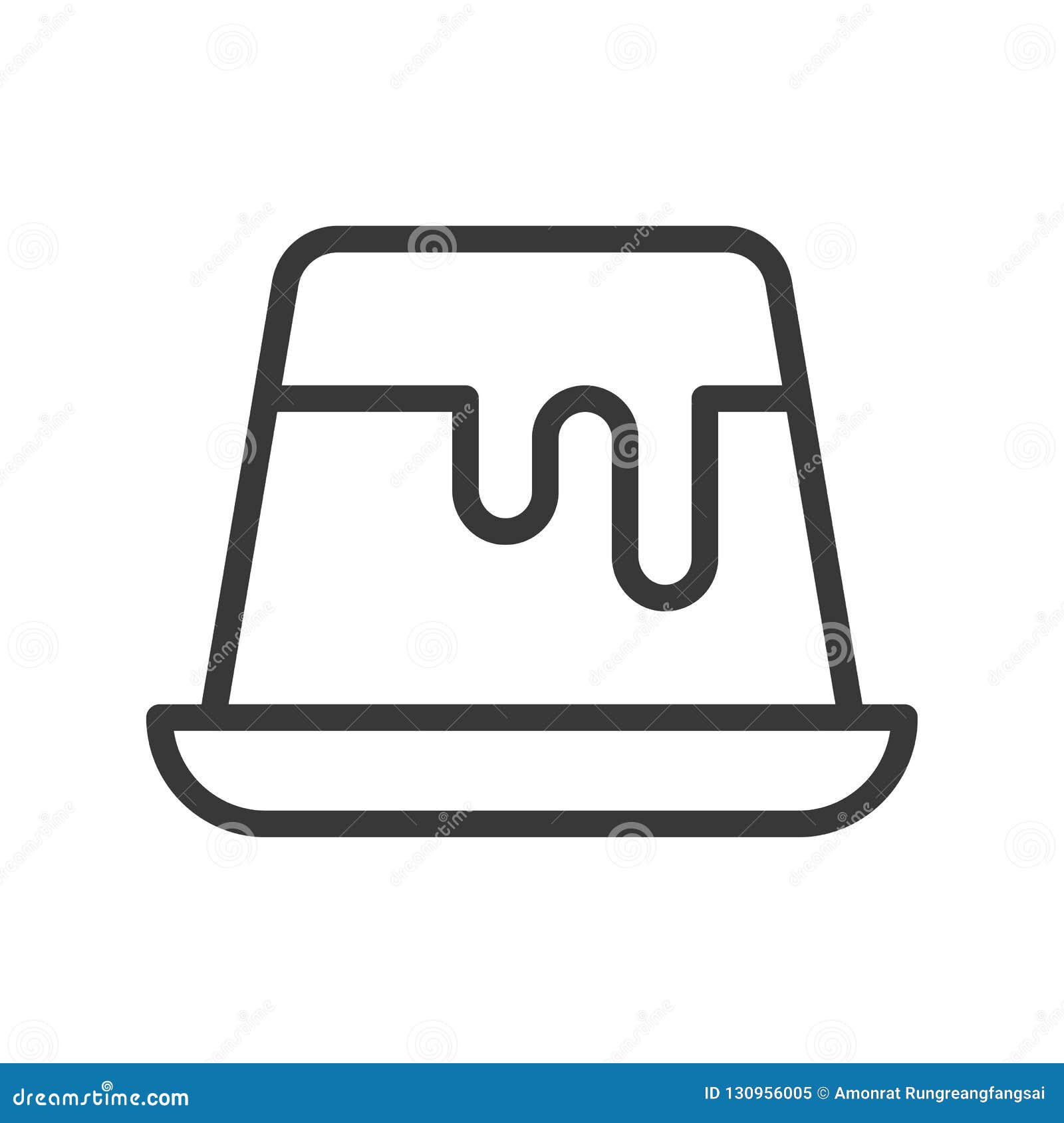 Custard Pudding, Sweets and Dessert Outline Icon Stock Vector ...