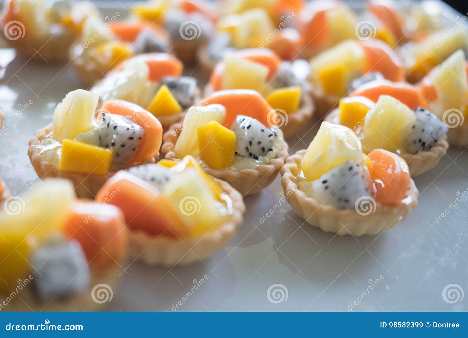 Custard Tart Topping with Tropical Fruit Stock Image - Image of berry ...