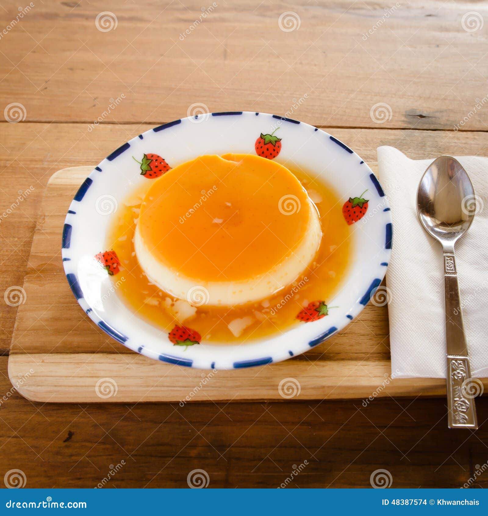 Custard Topping with Caramel Sauce Stock Photo - Image of gourmet ...