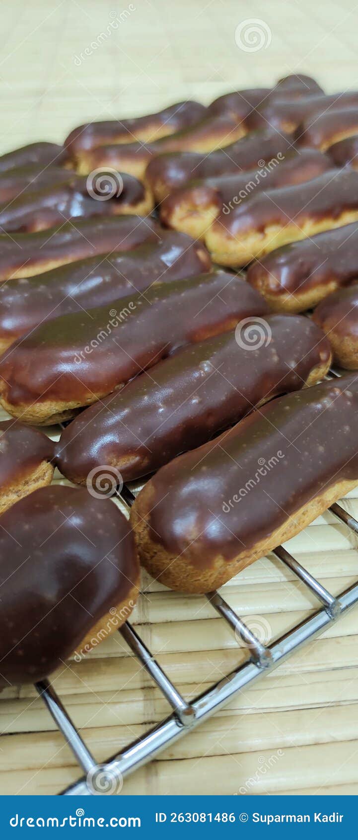 Custard Vanilla Milk Chocolate Eclair Stock Photo - Image of chocolate ...
