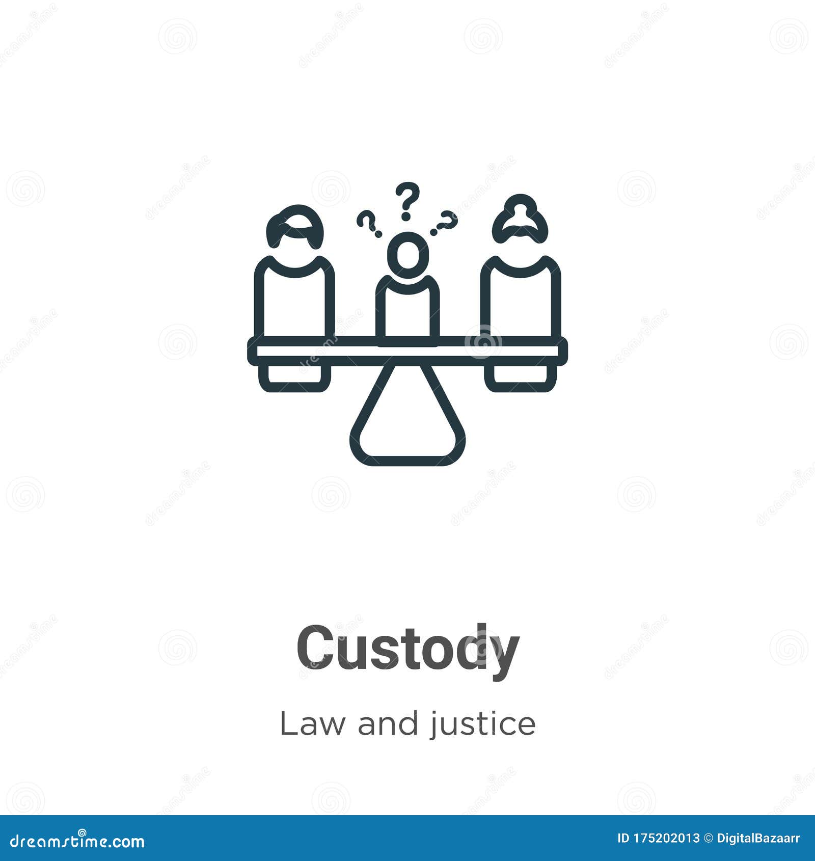 Custody Outline Vector Icon. Thin Line Black Custody Icon, Flat Vector ...