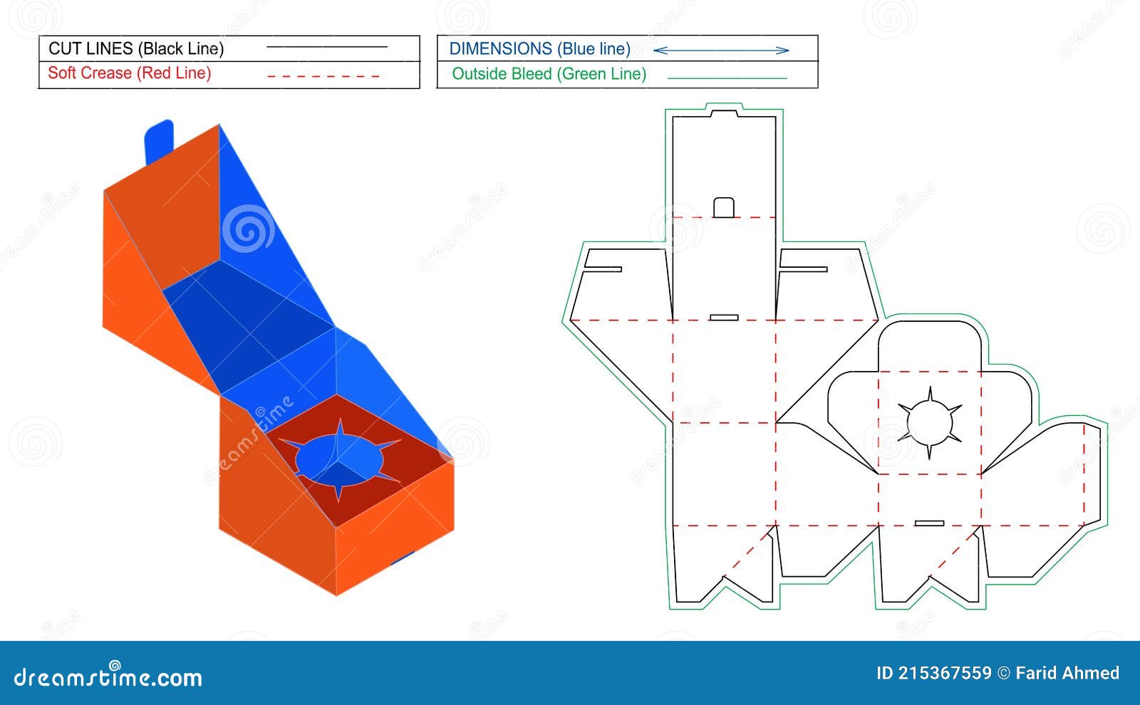Custom Auto Bottom Closer Box, Gift Box Dieline Template and 3D ...