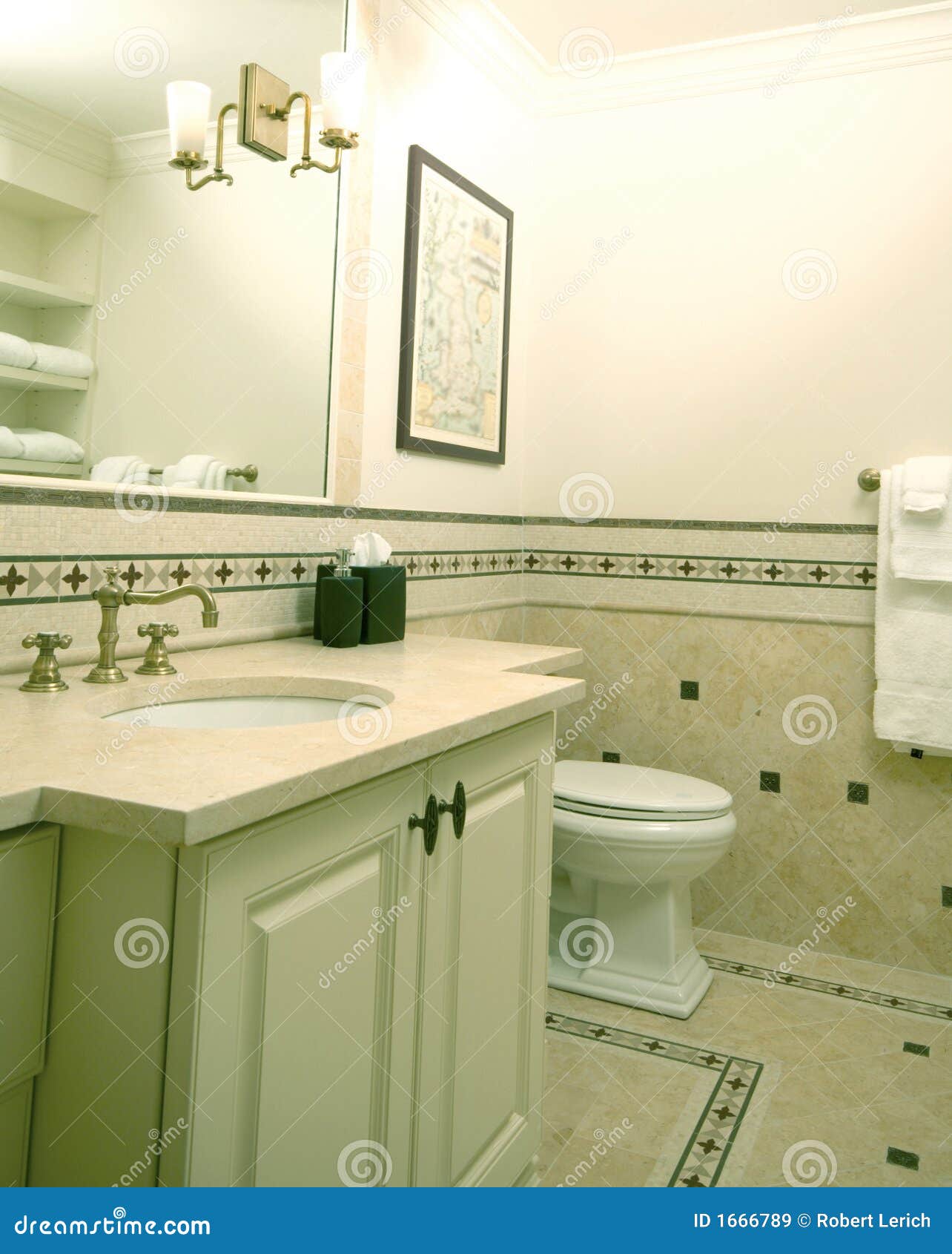 Custom Bathroom with Tile Work Stock Image - Image of fancy, mustard ...