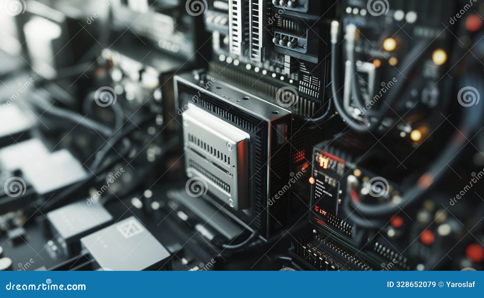 Custom Black and Silver Computer Case with Red and Yellow Lights ...