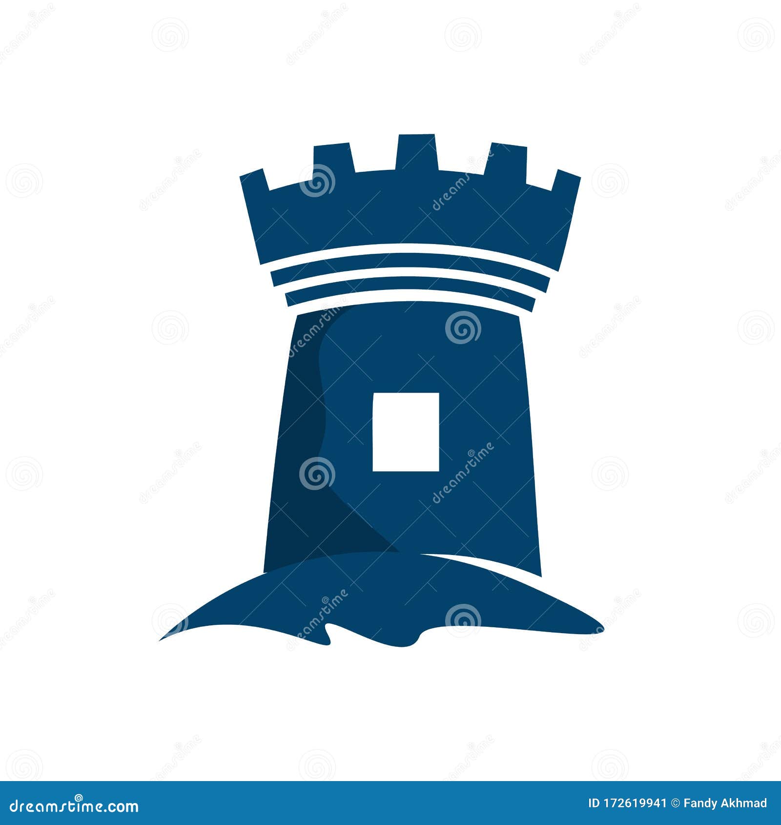Custom Blue Castle Fortress Logo Vector Design Icon Template Stock ...