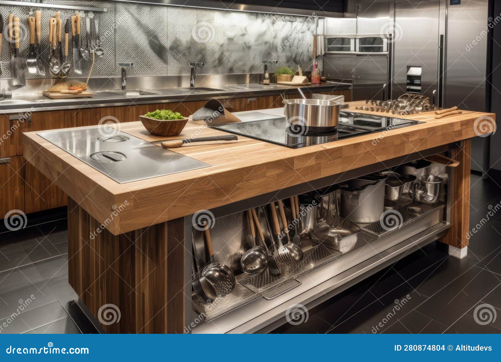 Custom-built Cooking Station with a Mix of High-tech and Traditional ...