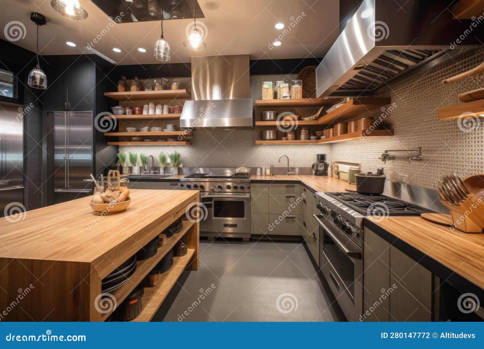 A Custom-built Kitchen with Professional Cooking Equipment and a ...