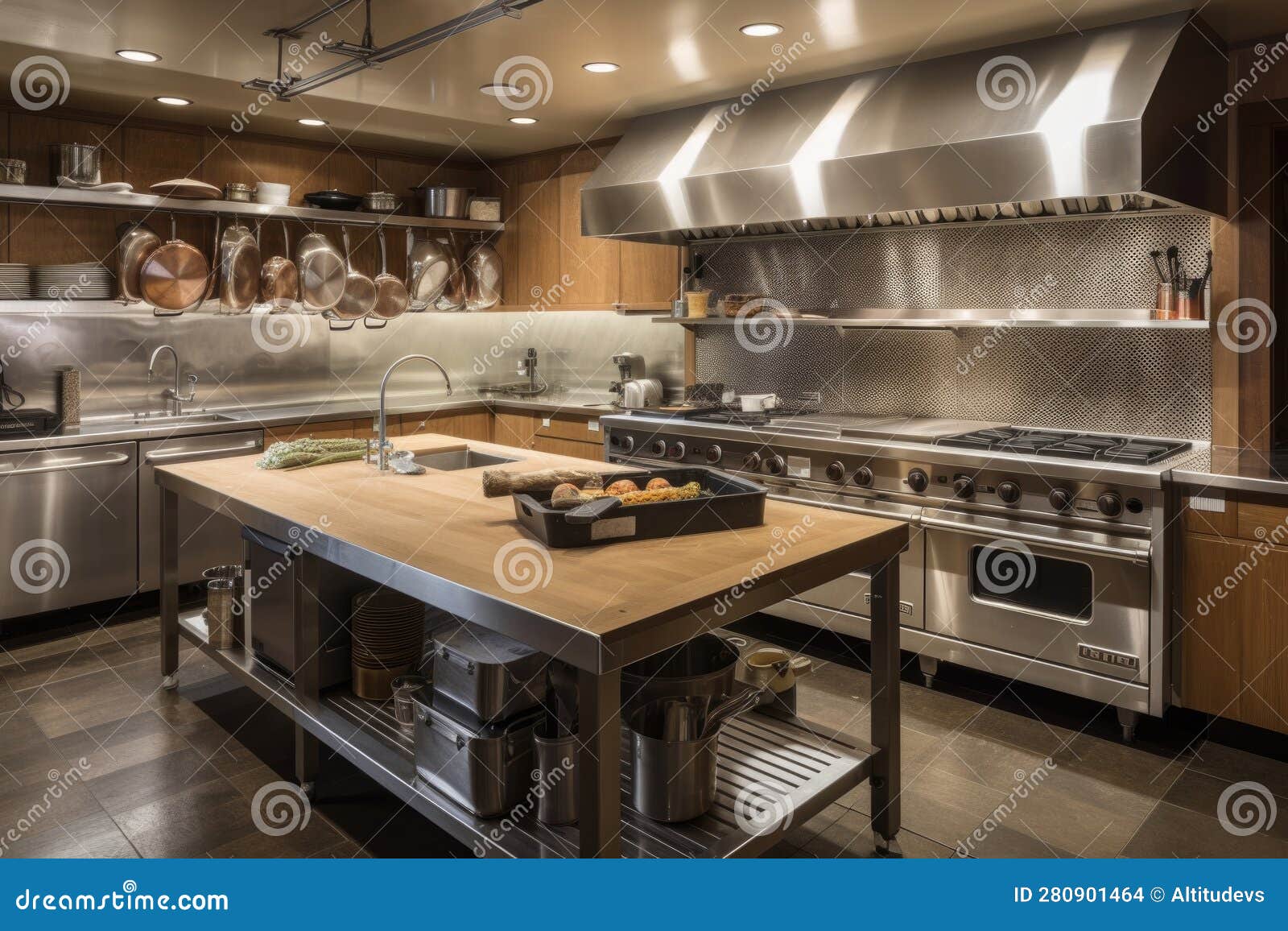 A Custom-built Kitchen with Professional Cooking Equipment and a ...