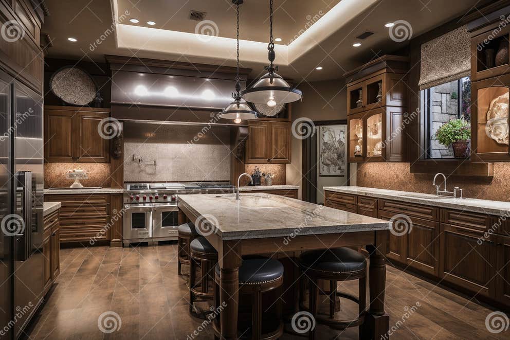 Custom-built Kitchen with Several Cooking Stations for Different ...