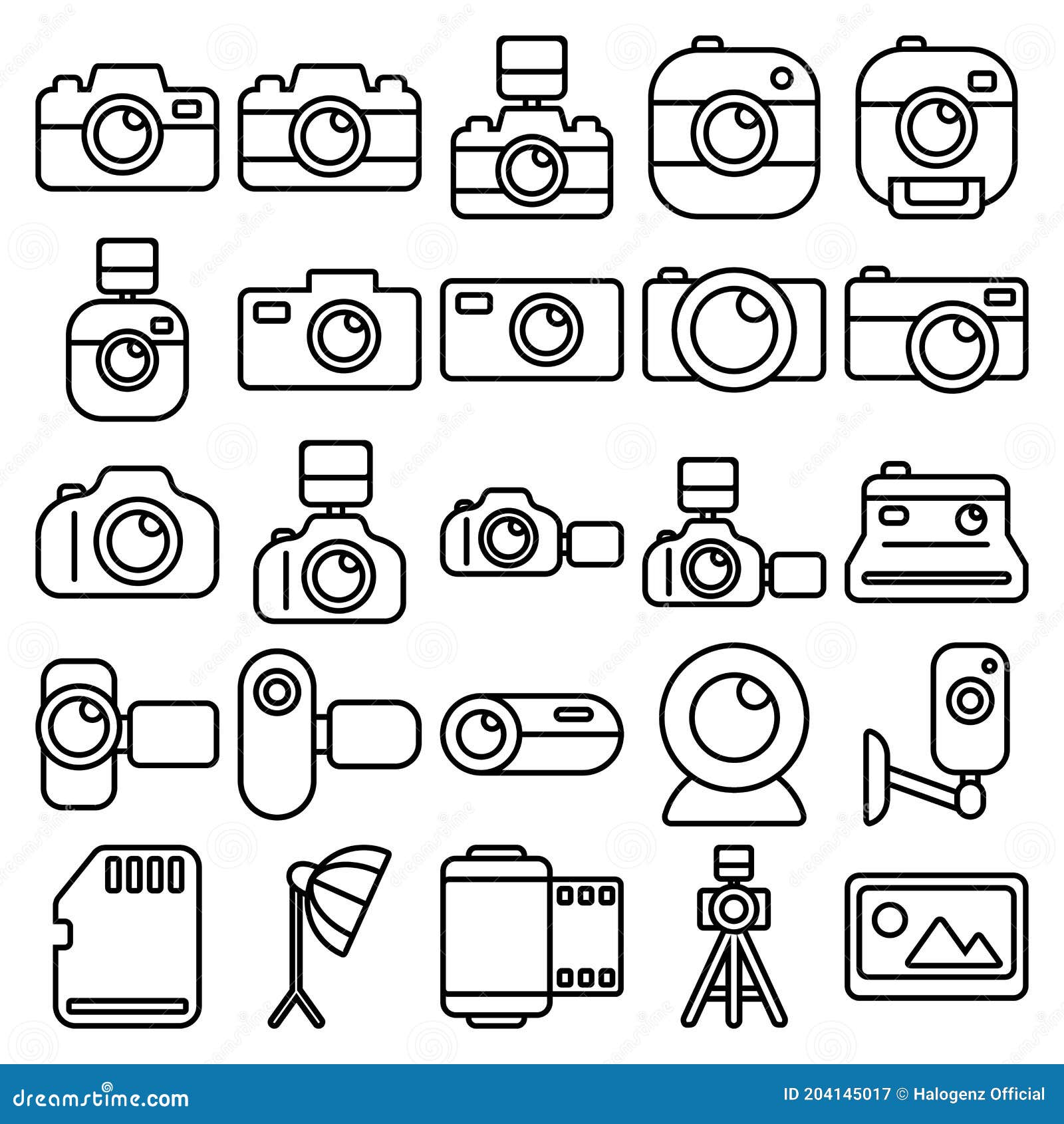15 custom camera icons stock vector. Illustration of supported - 204145017