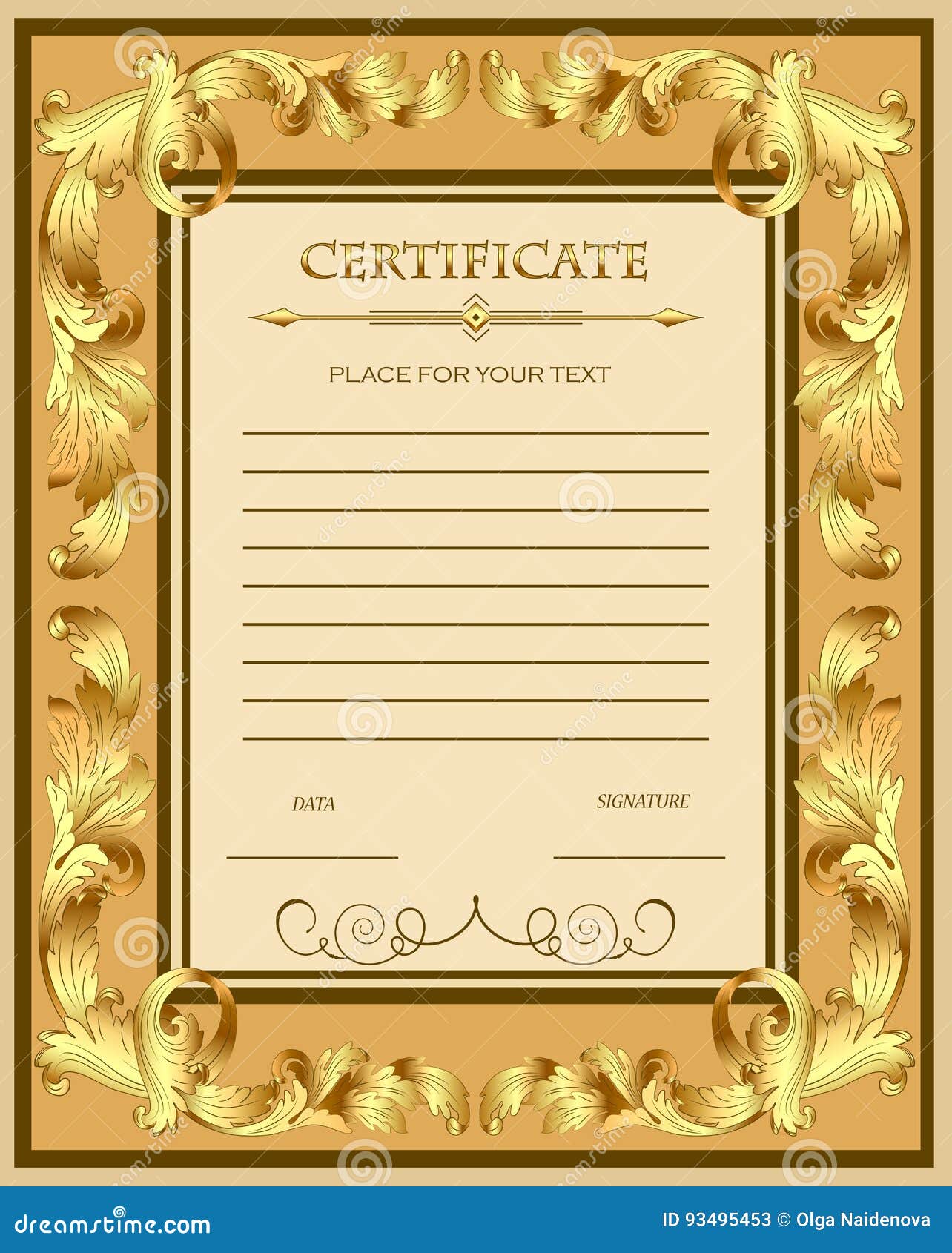 Custom Certificate Template with Gold Ornament Stock Vector ...