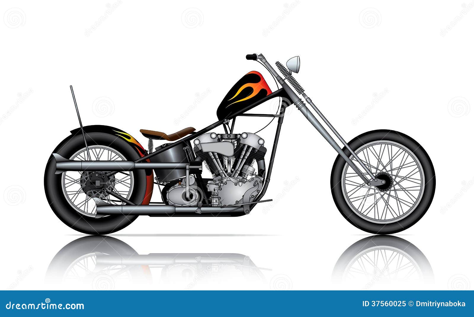 Custom Chopper Bagger On The Road With The Skies At Sunset Cartoon ...